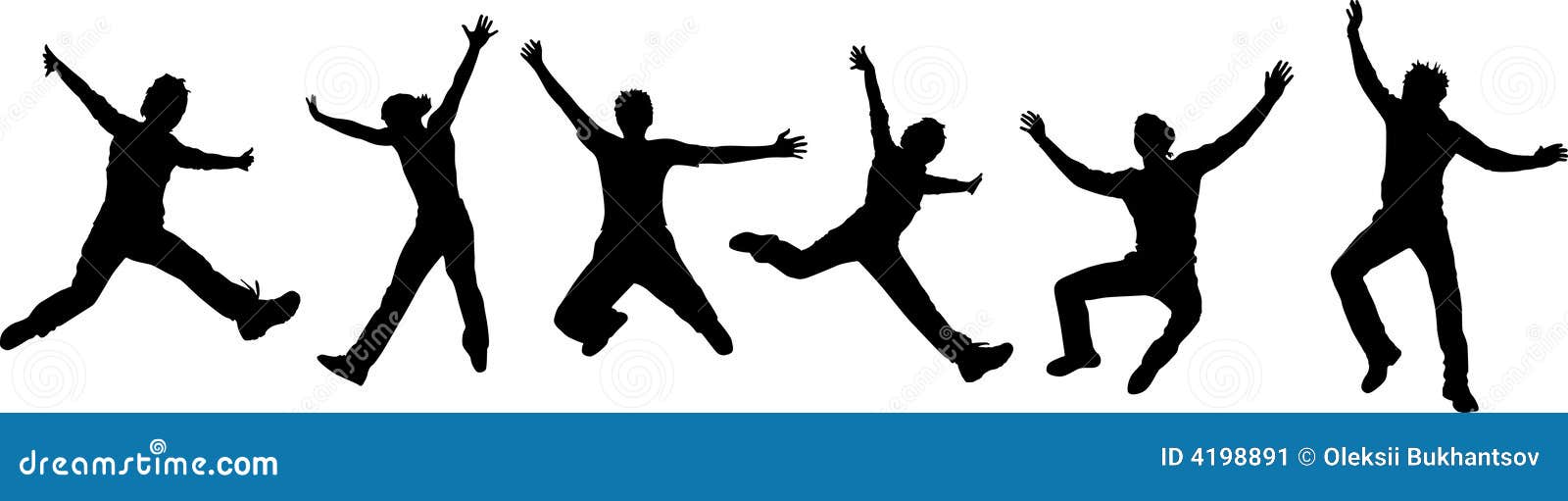 Silhouetten Van Springende Mensen Vector Illustratie - Illustration of ...