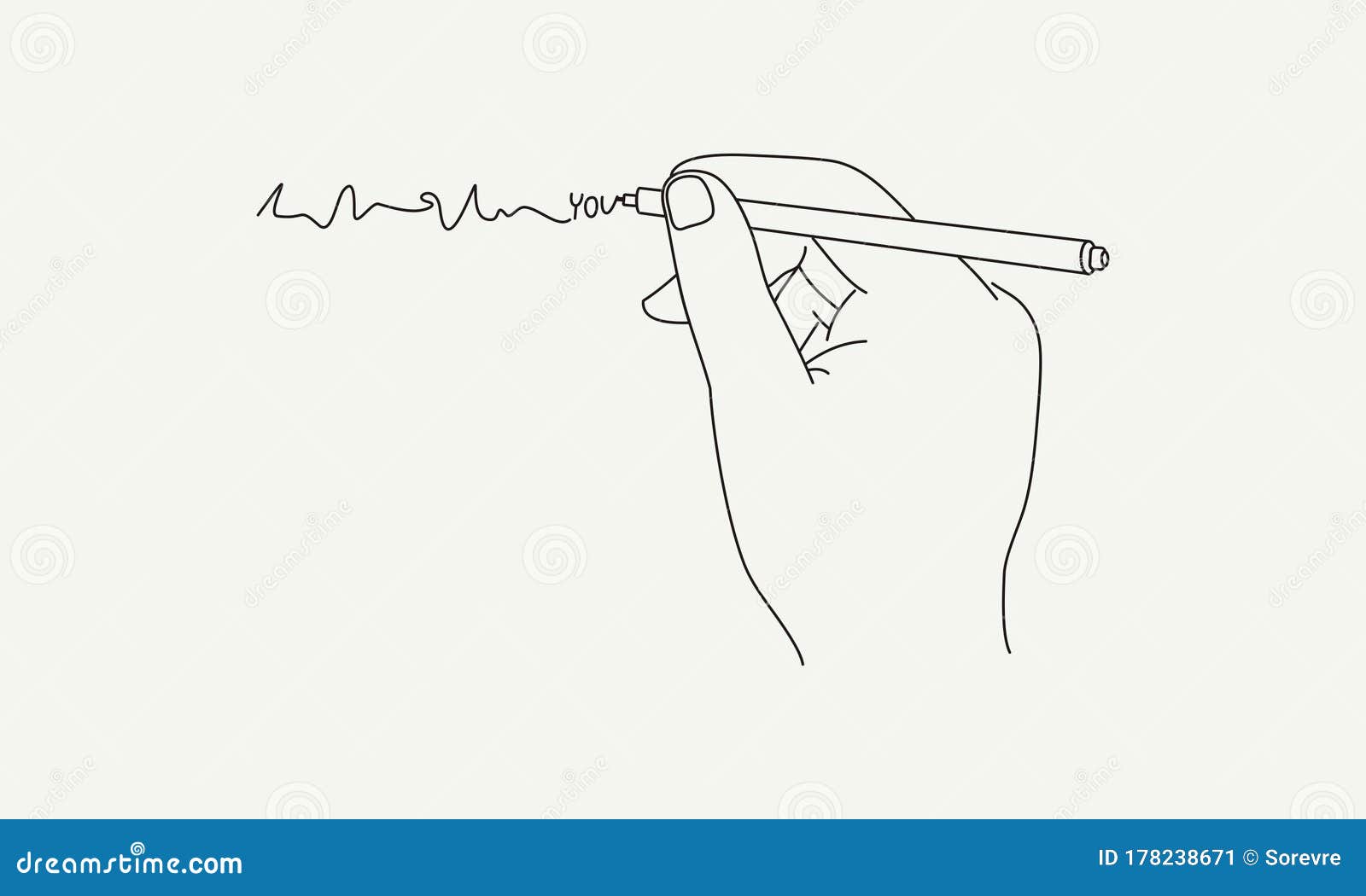 Writing Human Hand.Outline Vector Illustration Stock Illustration ...