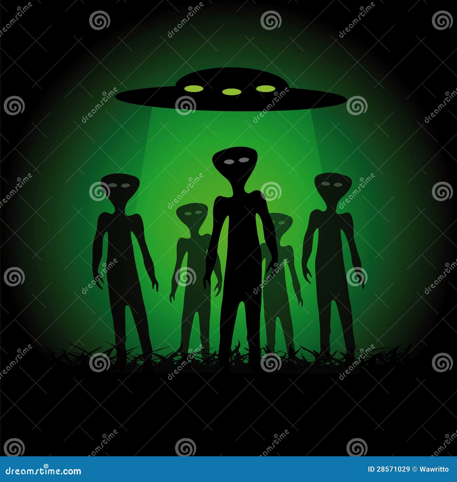 Silhouettes of aliens stock vector. Illustration of spooky - 28571029