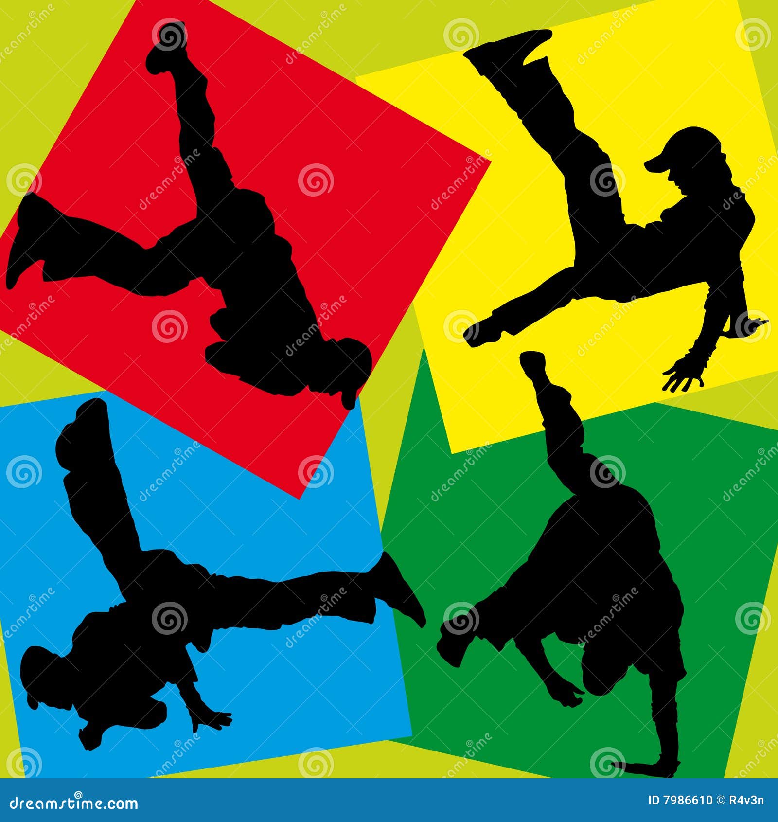 Silhouettes of Breakdancers Stock Vector - Illustration of breakdance ...