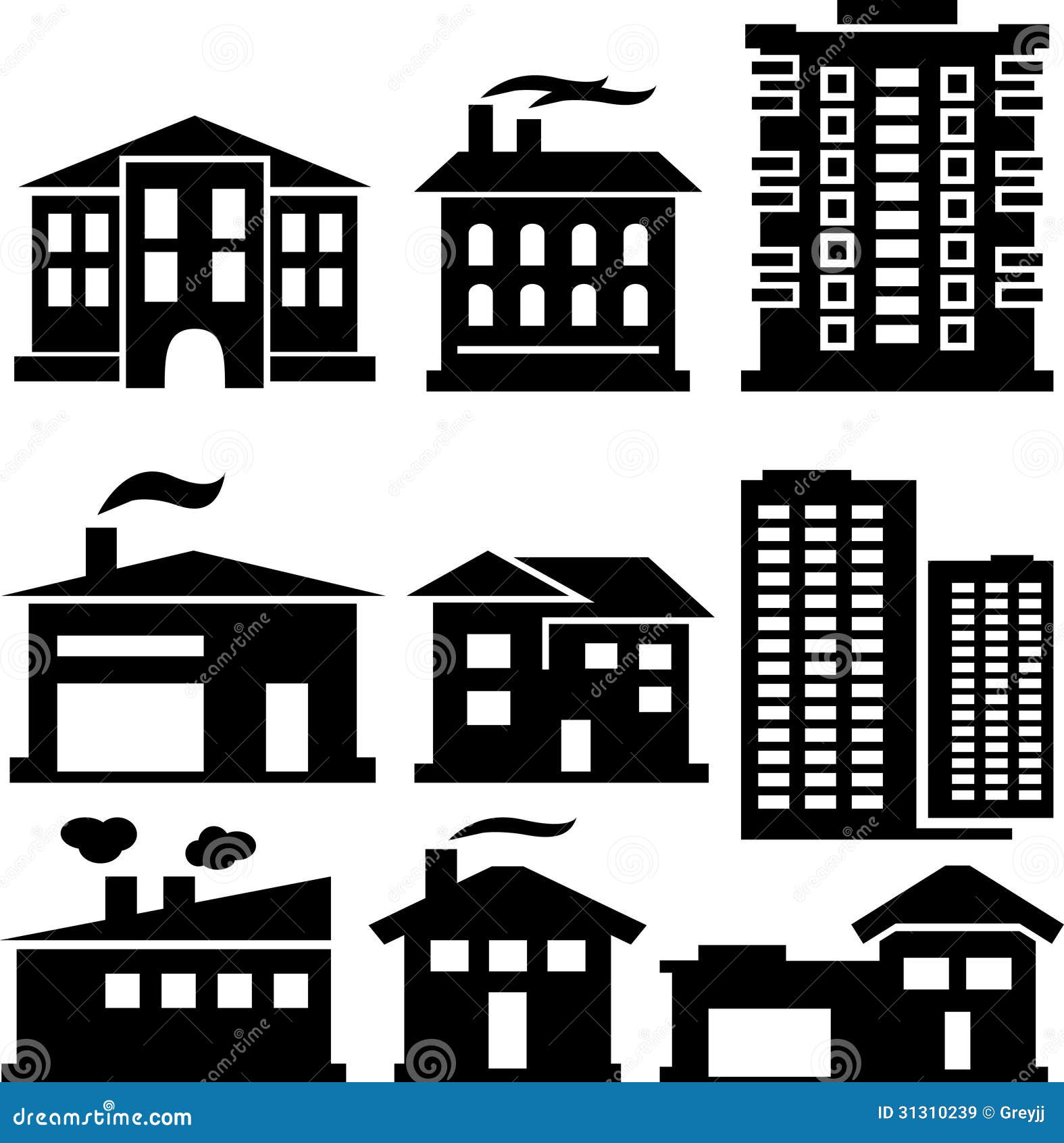 Silhouettes of buildings stock vector. Illustration of isolated - 31310239