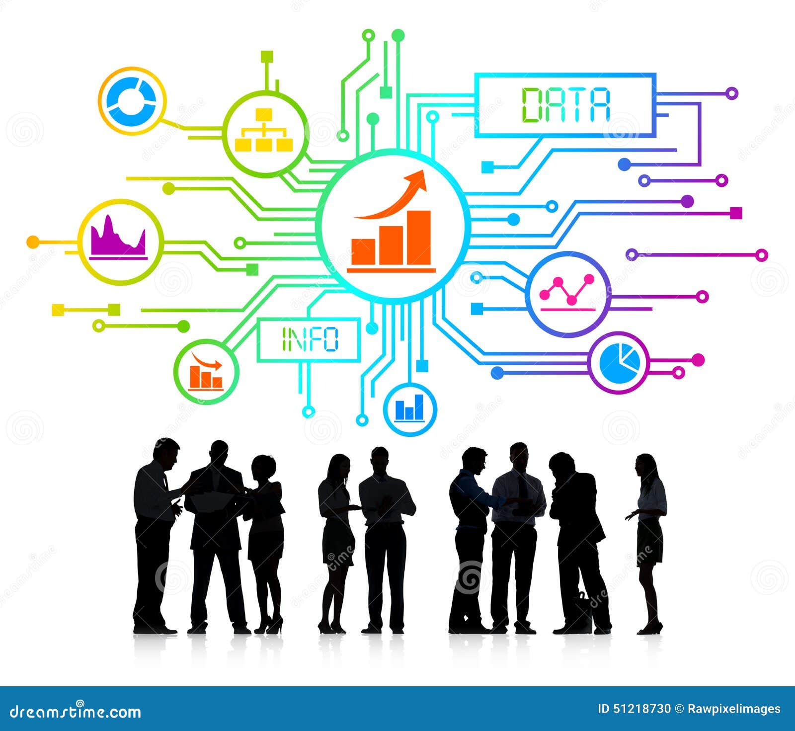 Silhouettes of Business People Data Concept Stock Illustration ...