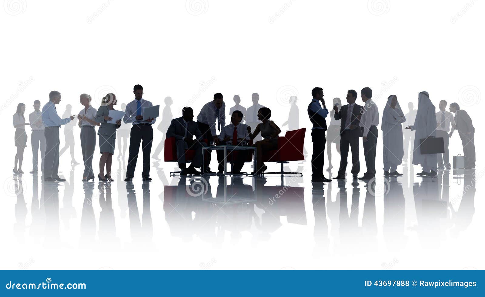 Silhouettes of Business People with Different Activities Stock Photo ...