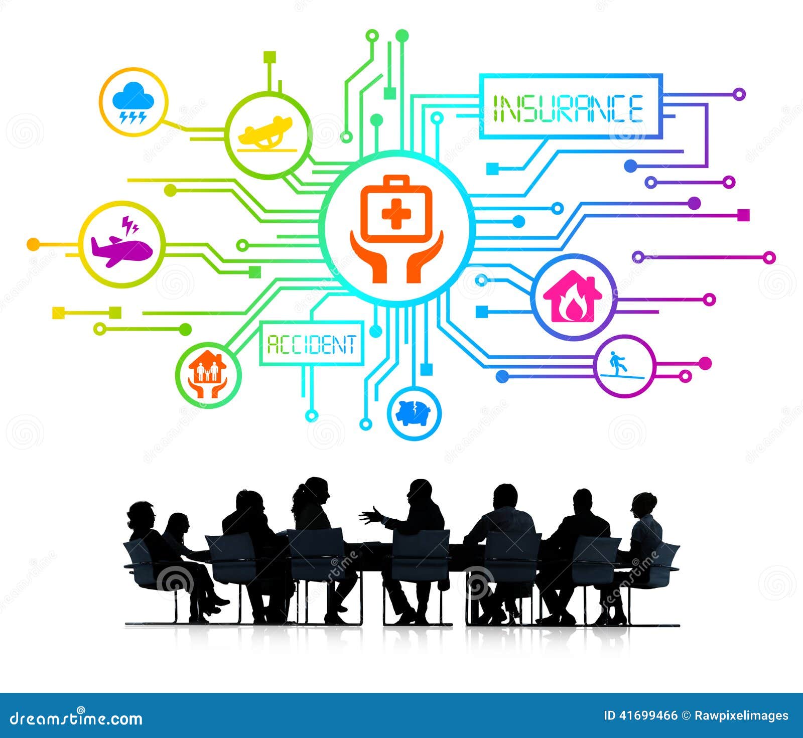 Silhouettes of Business People and Insurance Concepts Stock Photo ...