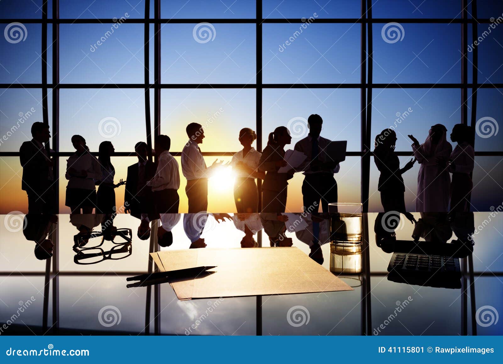 Silhouettes of Business People Working in Board Room Stock Image ...