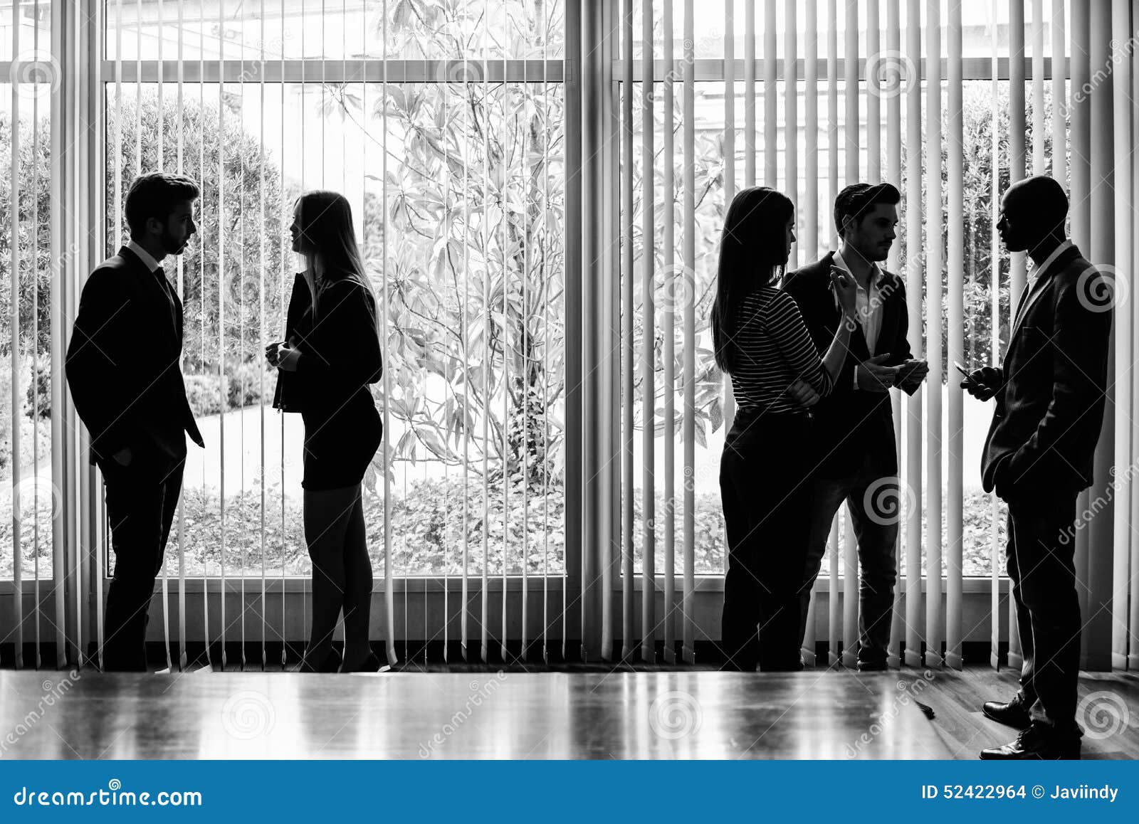 Silhouettes of Businesspeople Interacting Background Business Ce Stock ...