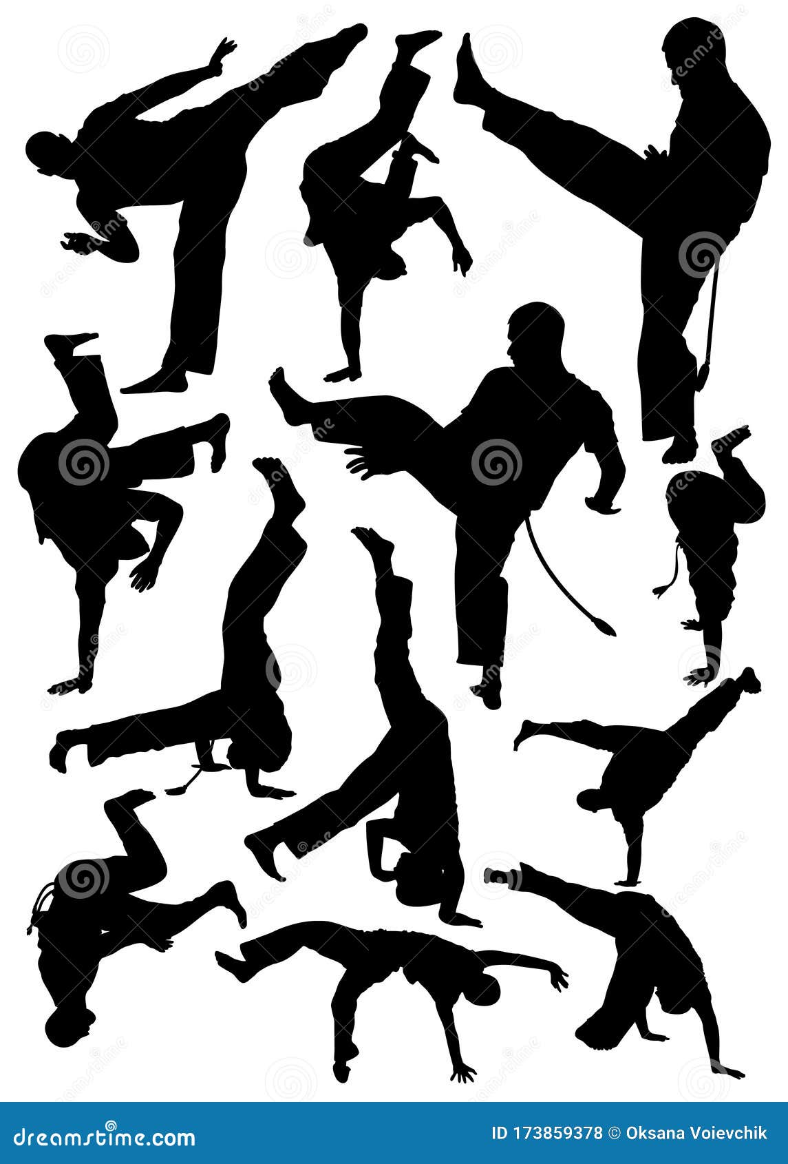Silhouettes of Capoeira Athletes Vector Stock Vector - Illustration of ...
