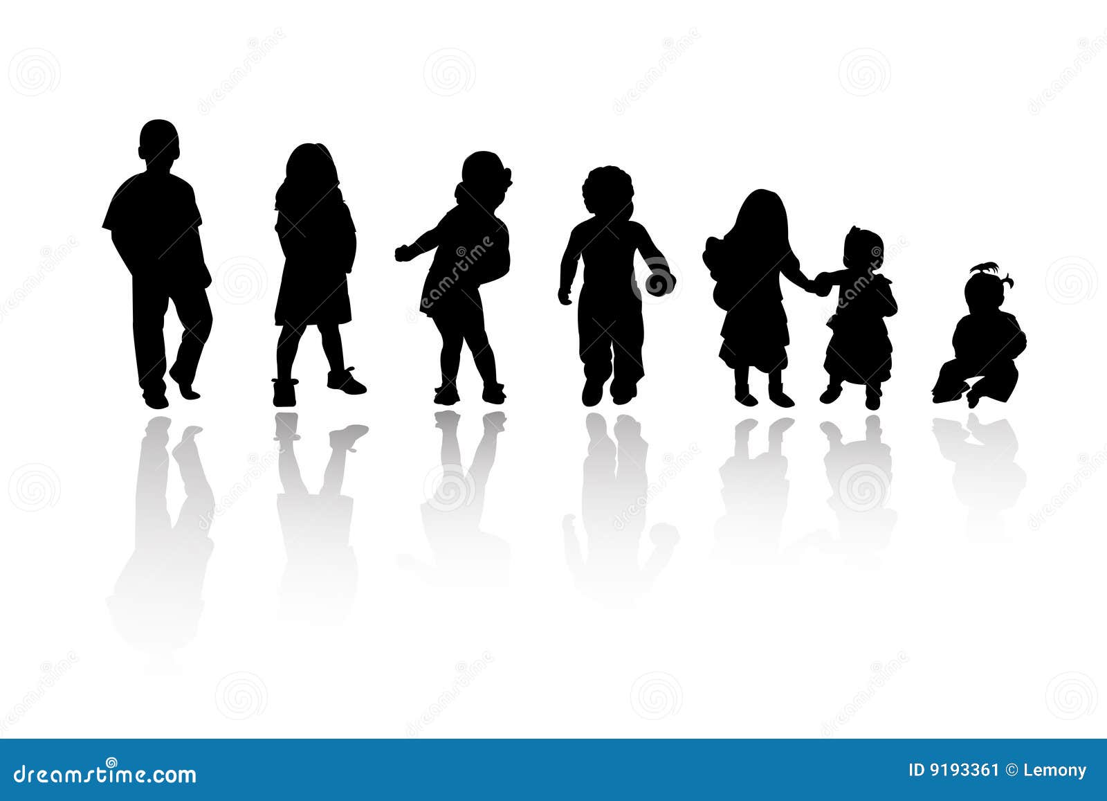 Silhouettes - children stock vector. Image of baby, drawing - 9193361