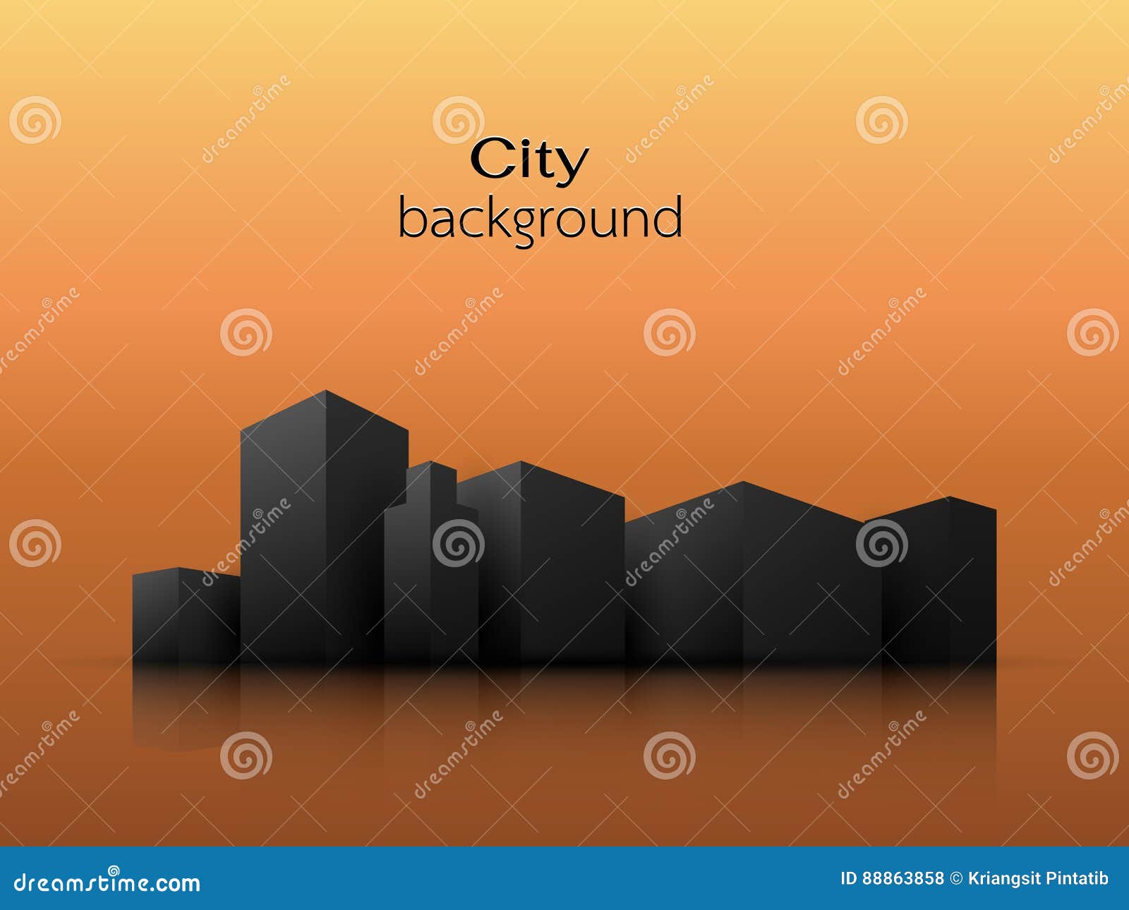 Silhouettes of City Buildings Orange Background Stock Vector ...