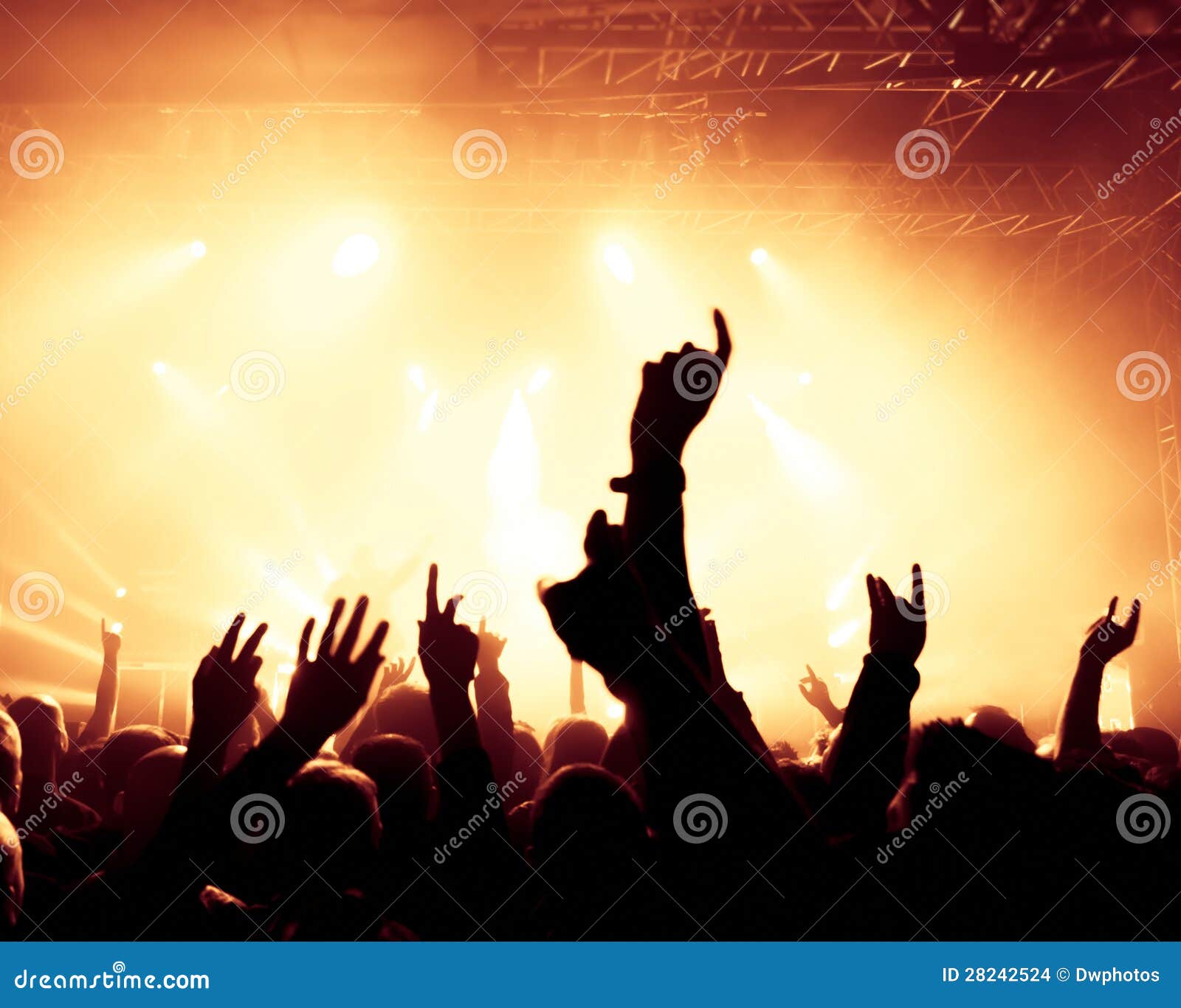 Silhouettes of Concert Crowd Stock Photo - Image of clap, band: 28242524