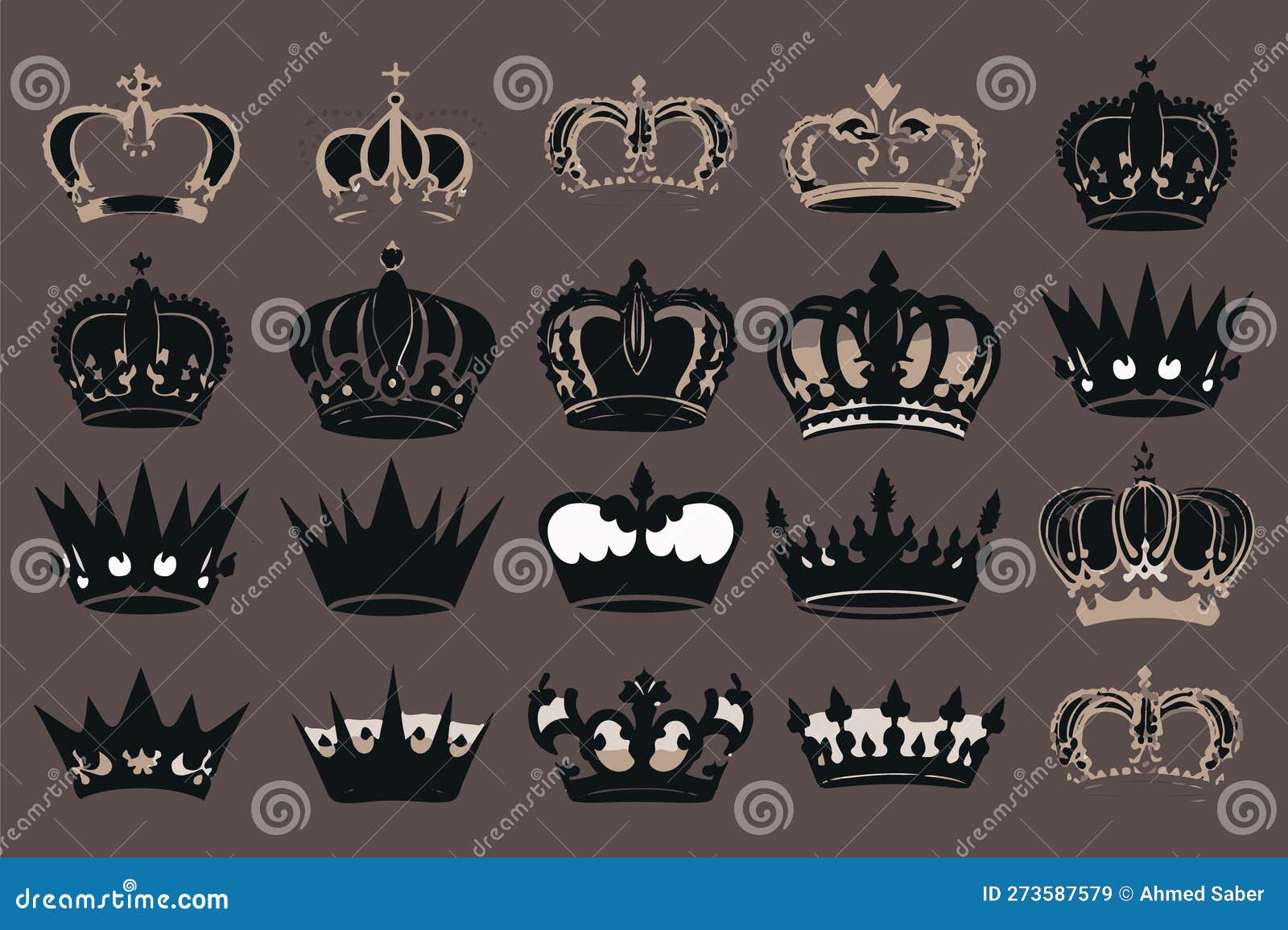 Silhouettes Crowns Set Illustration Vector Design Collection Stock