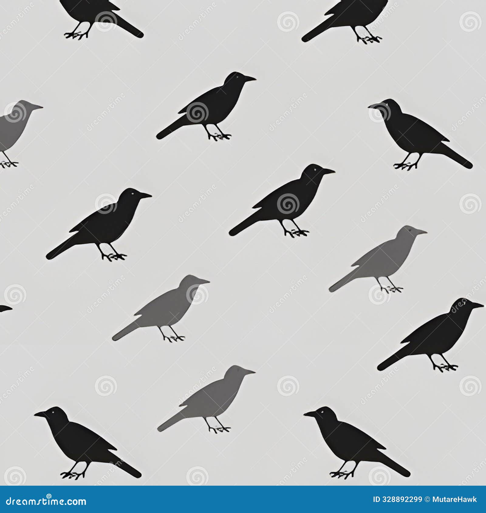 Silhouettes of Crows on Gray Background Stock Vector - Illustration of ...