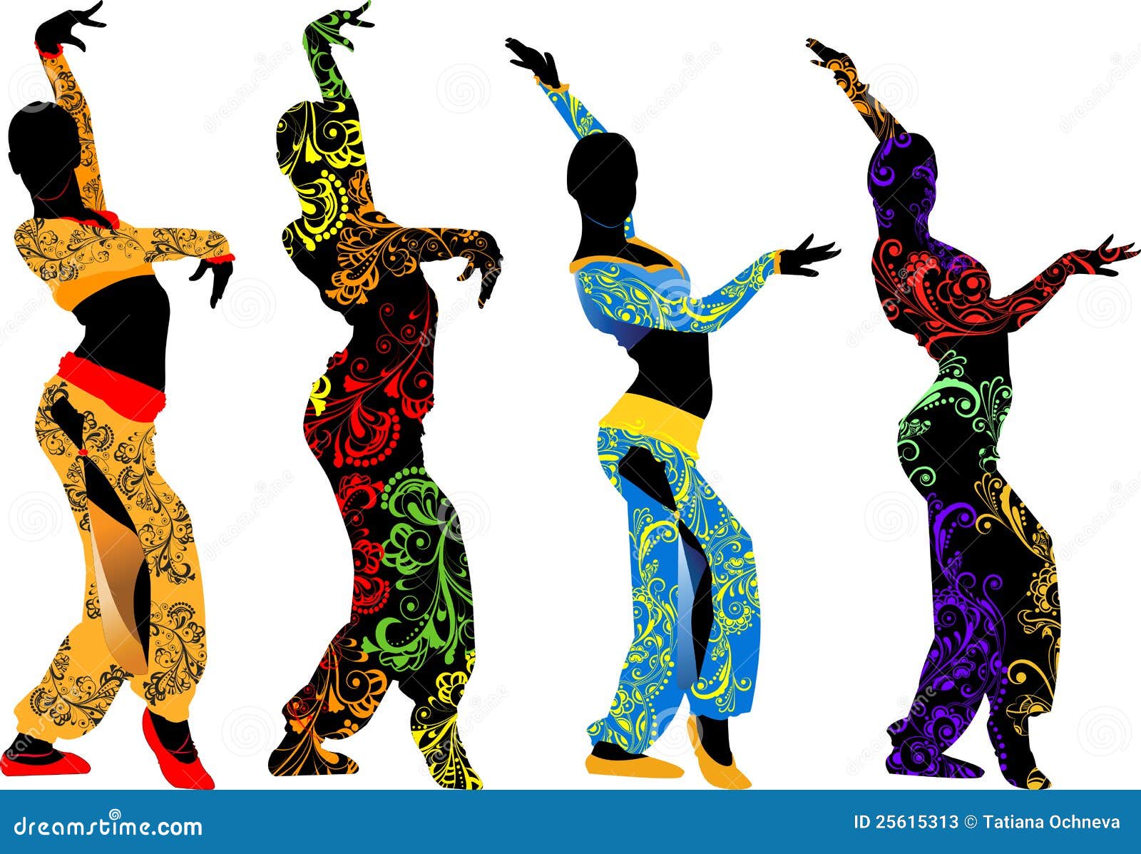 Silhouettes of Dancers Moving East Stock Vector - Illustration of ...