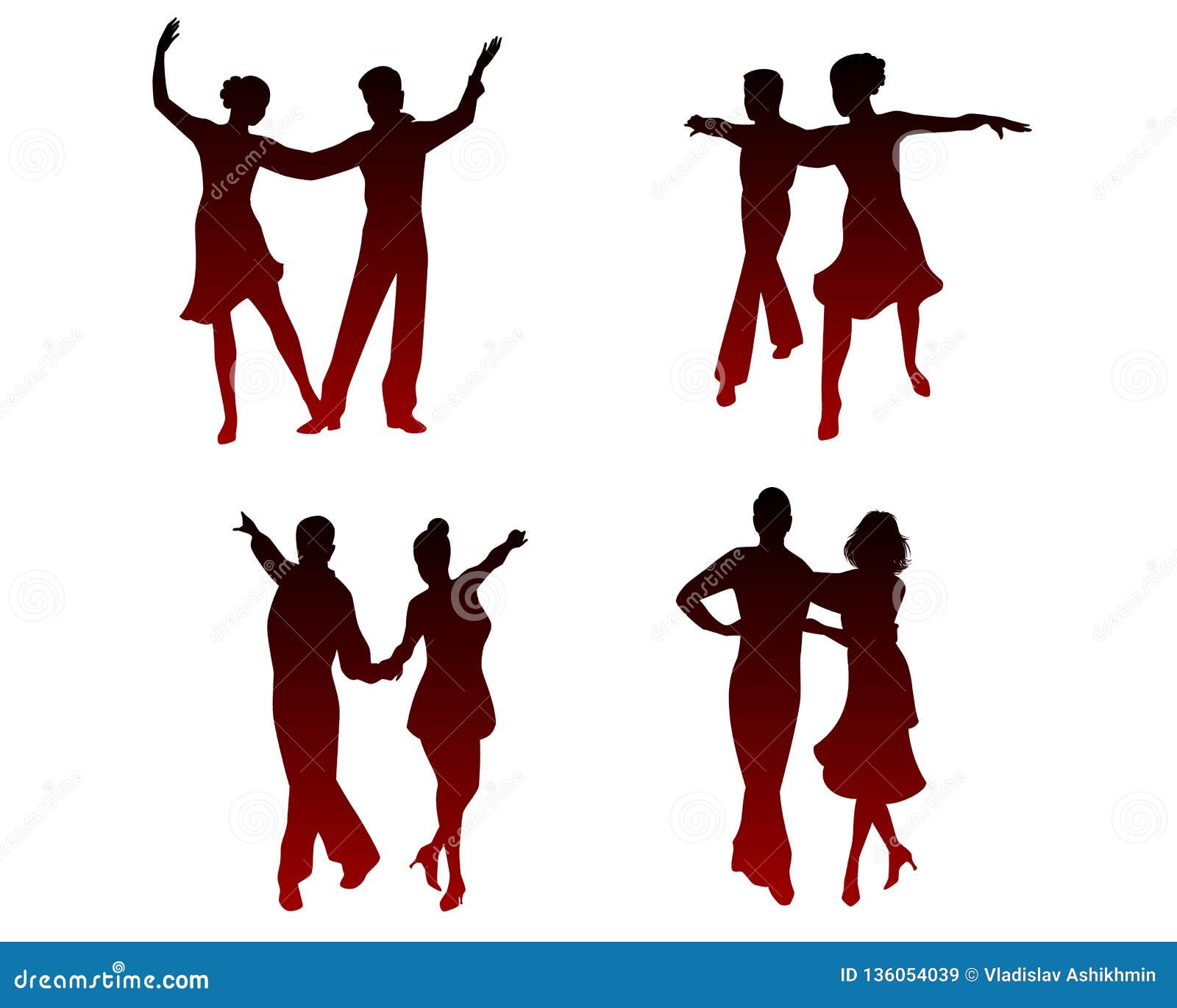 Silhouettes of Dancing Couples Stock Vector - Illustration of girl ...