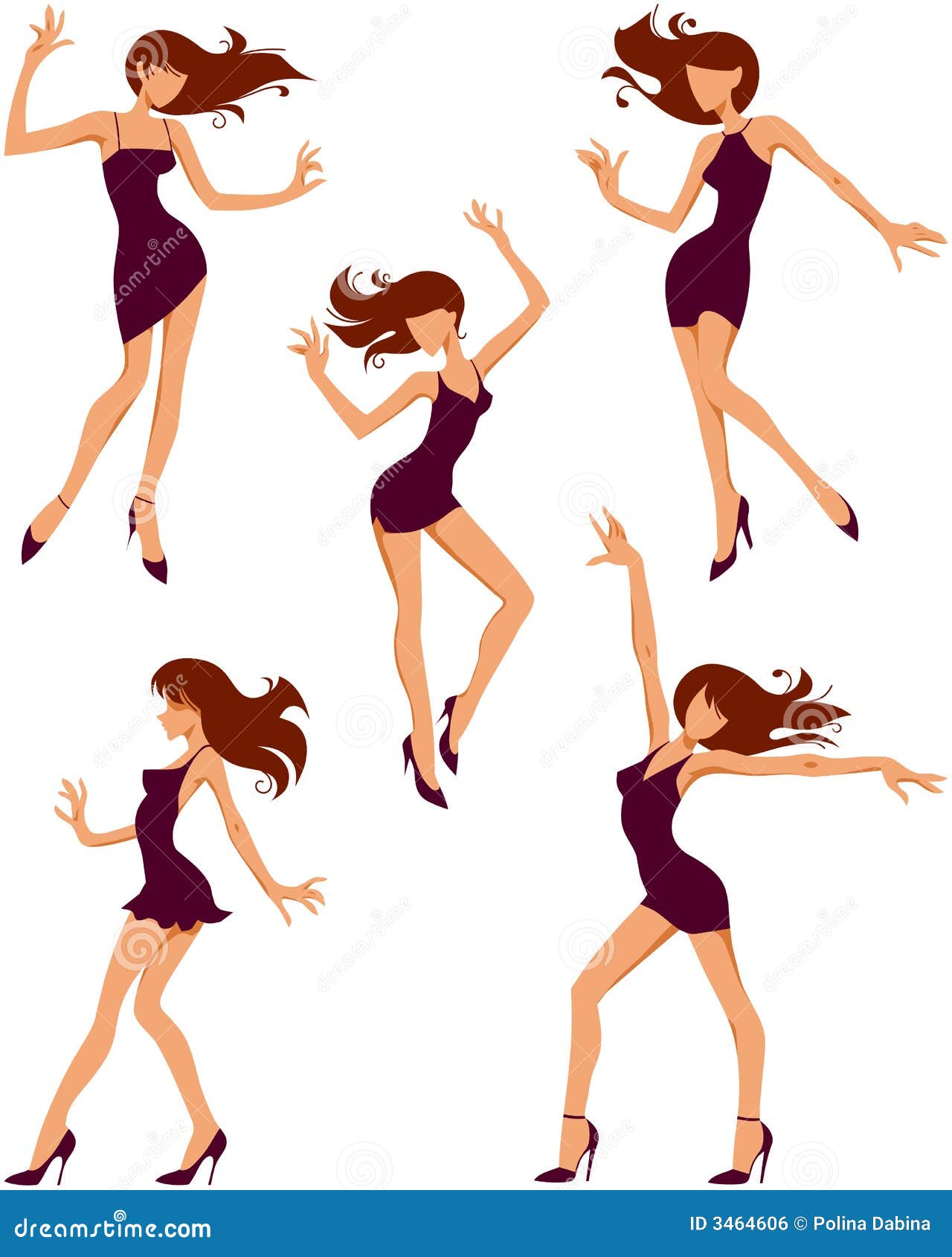 Dancing Girls Silhouettes Cartoon Vector | CartoonDealer.com #34452103