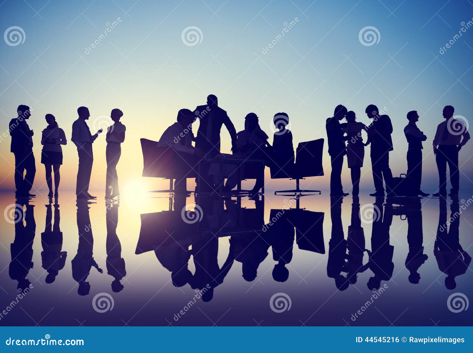 Silhouettes of Diverse Business People with Different Activities Stock ...