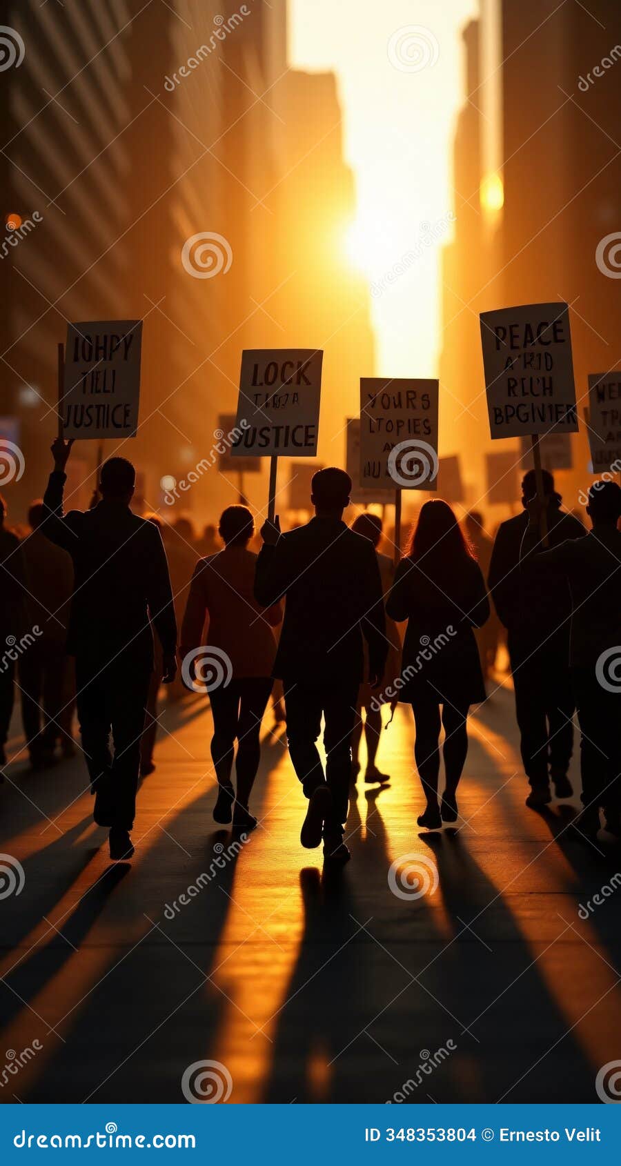 A Diverse Group of People Walking in Unity, Holding Signs and Banners ...