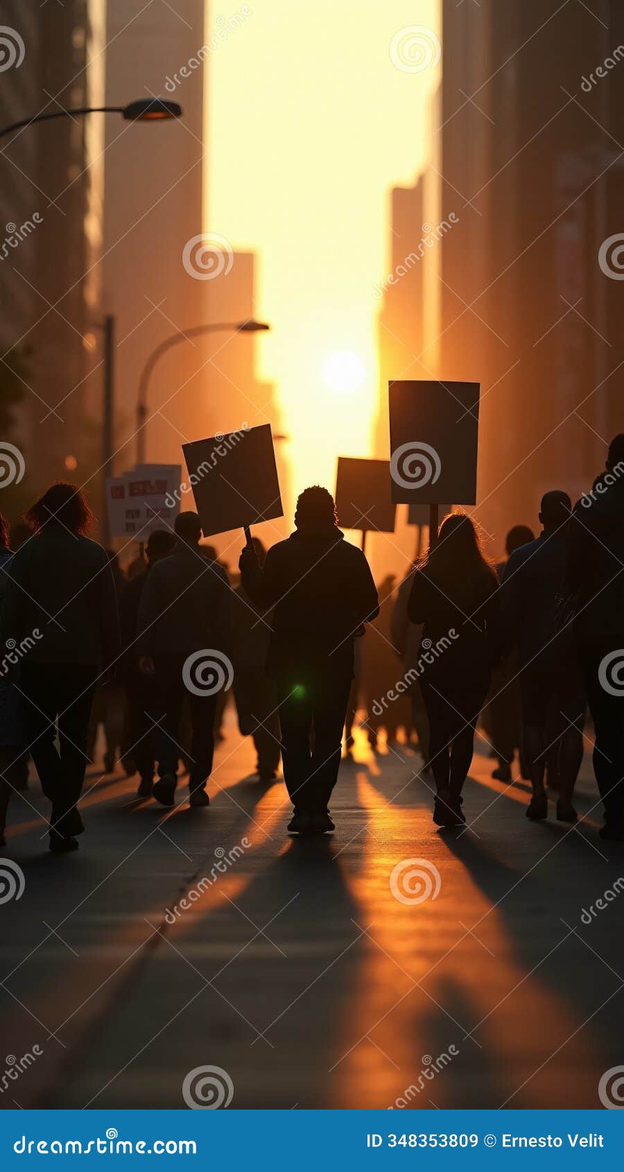 A Diverse Group of People Walking in Unity, Holding Signs and Banners ...