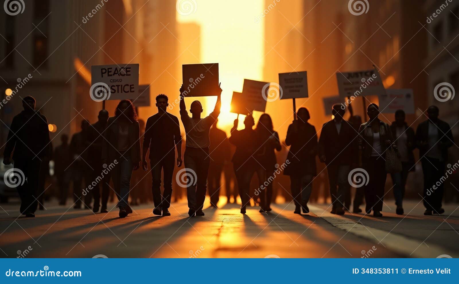 A Diverse Group of People Walking in Unity, Holding Signs and Banners ...