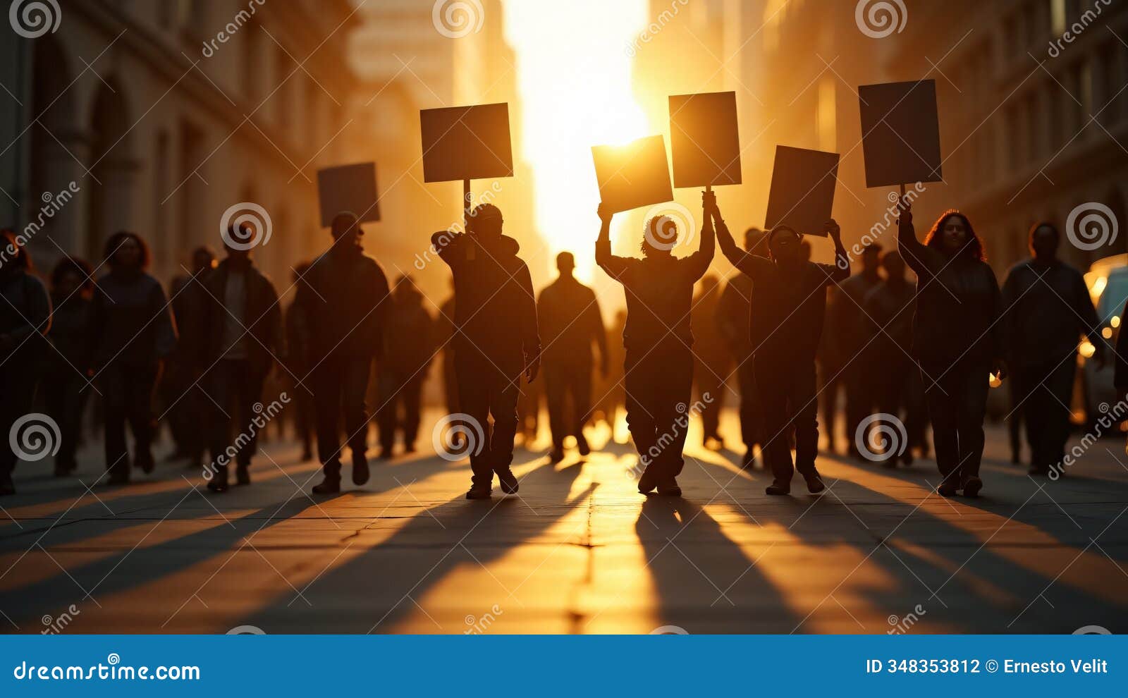 A Diverse Group of People Walking in Unity, Holding Signs and Banners ...