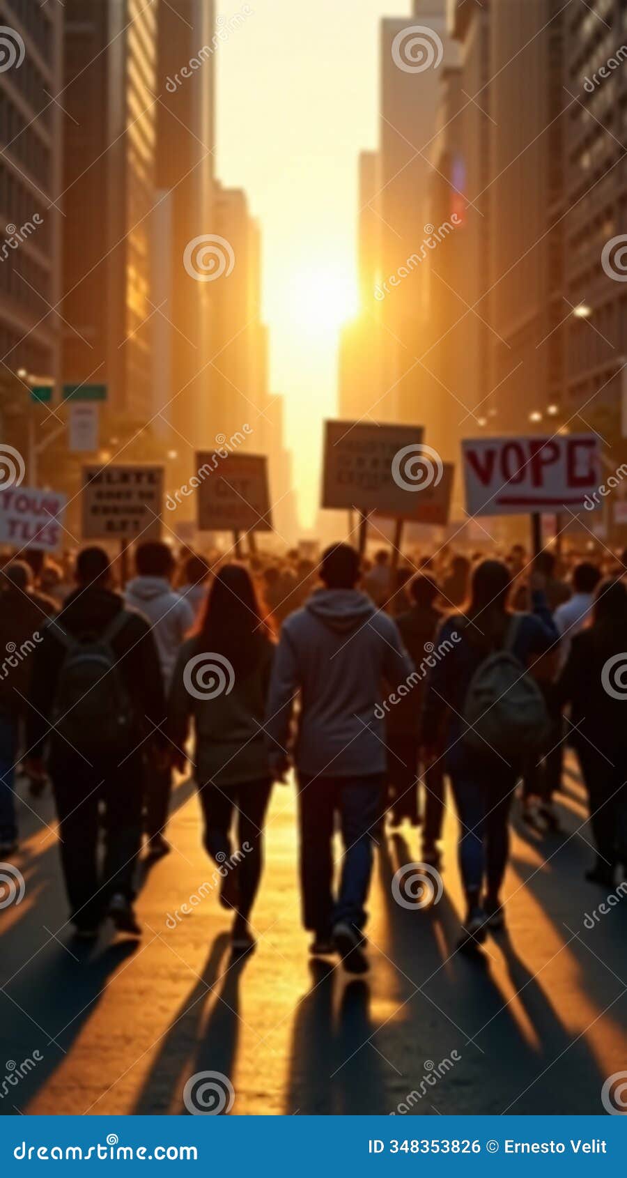 A Diverse Group of People Walking in Unity, Holding Signs and Banners ...