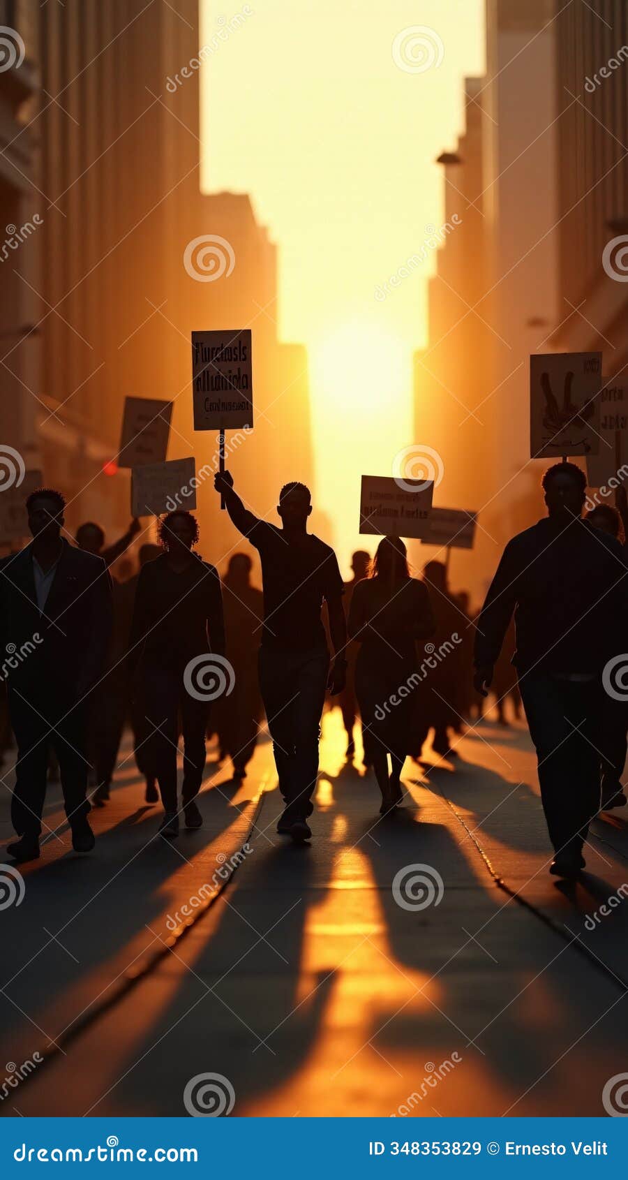 A Diverse Group of People Walking in Unity, Holding Signs and Banners ...