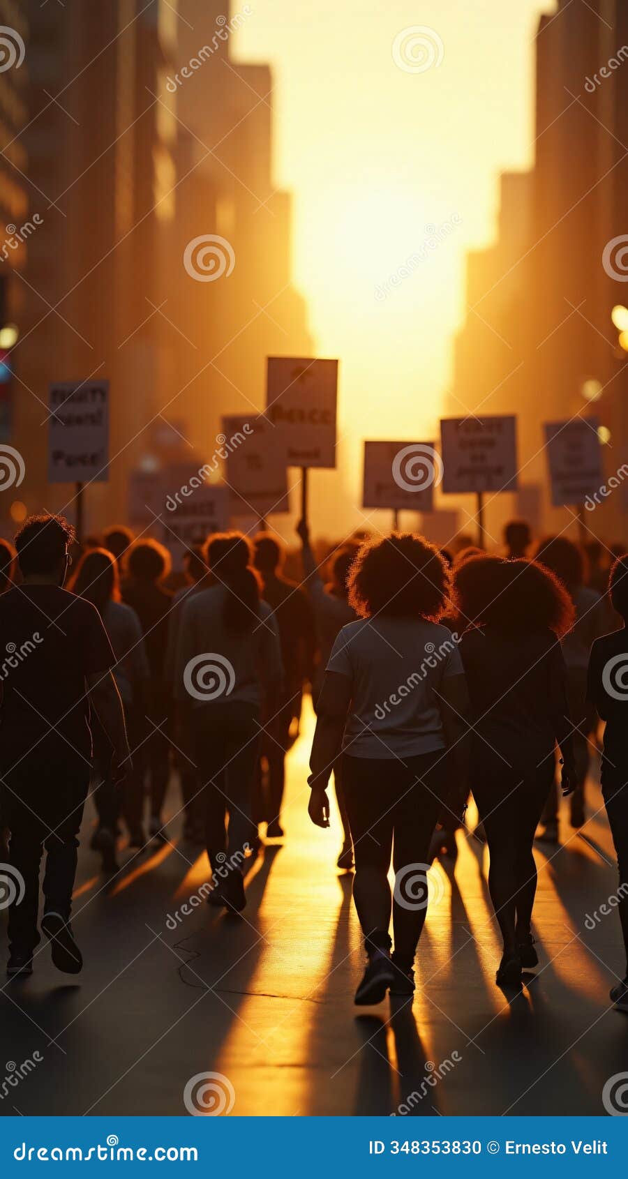 A Diverse Group of People Walking in Unity, Holding Signs and Banners ...