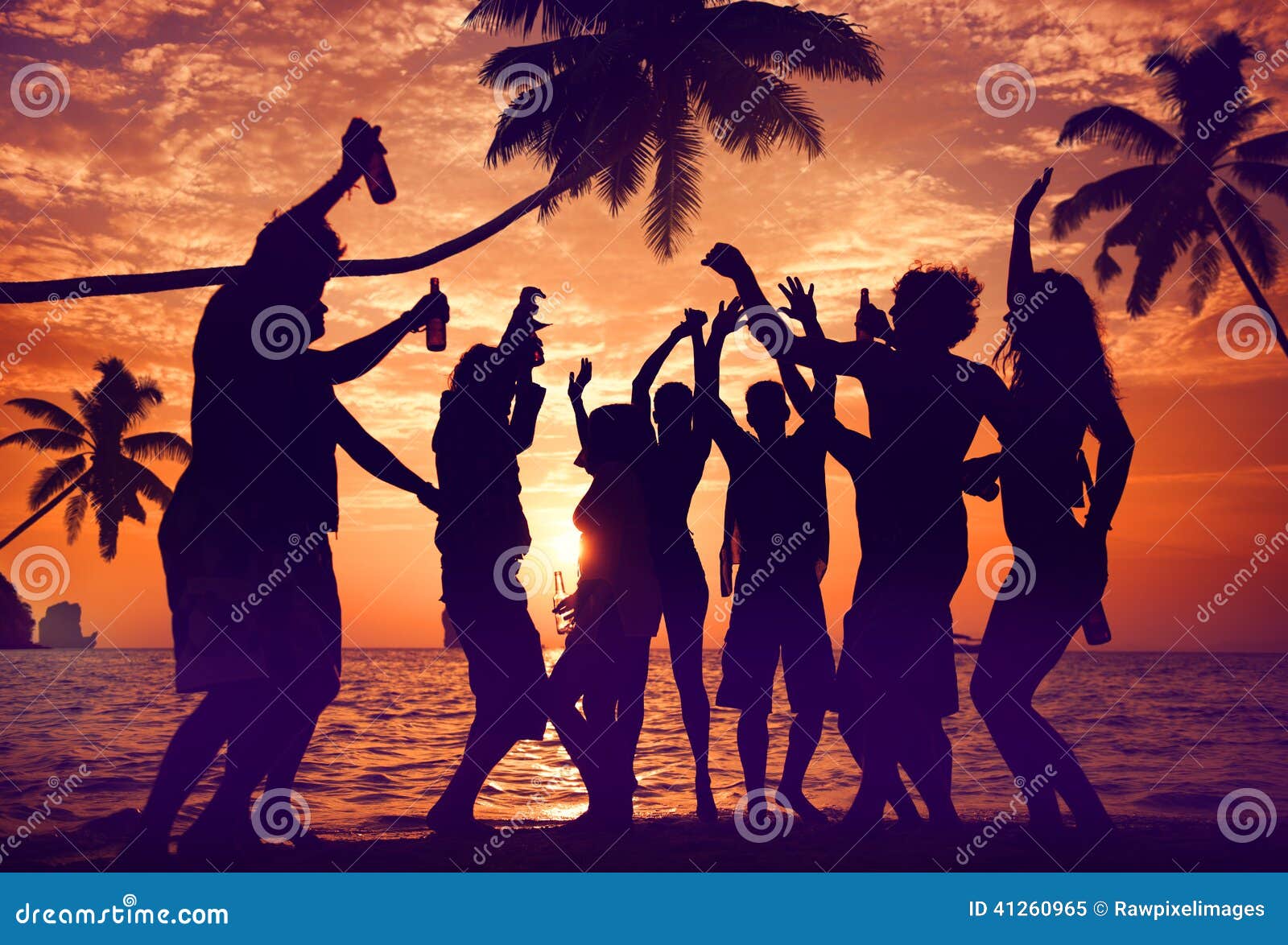 Silhouettes of Diverse Multiethnic People Partying Stock Image - Image ...