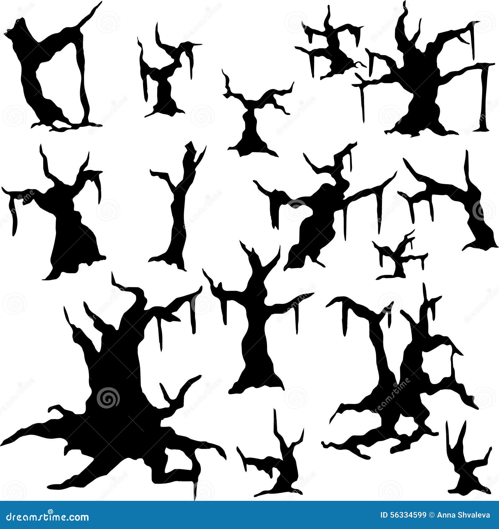 Silhouettes Of Dried-up Trees Cartoon Vector | CartoonDealer.com #56334599