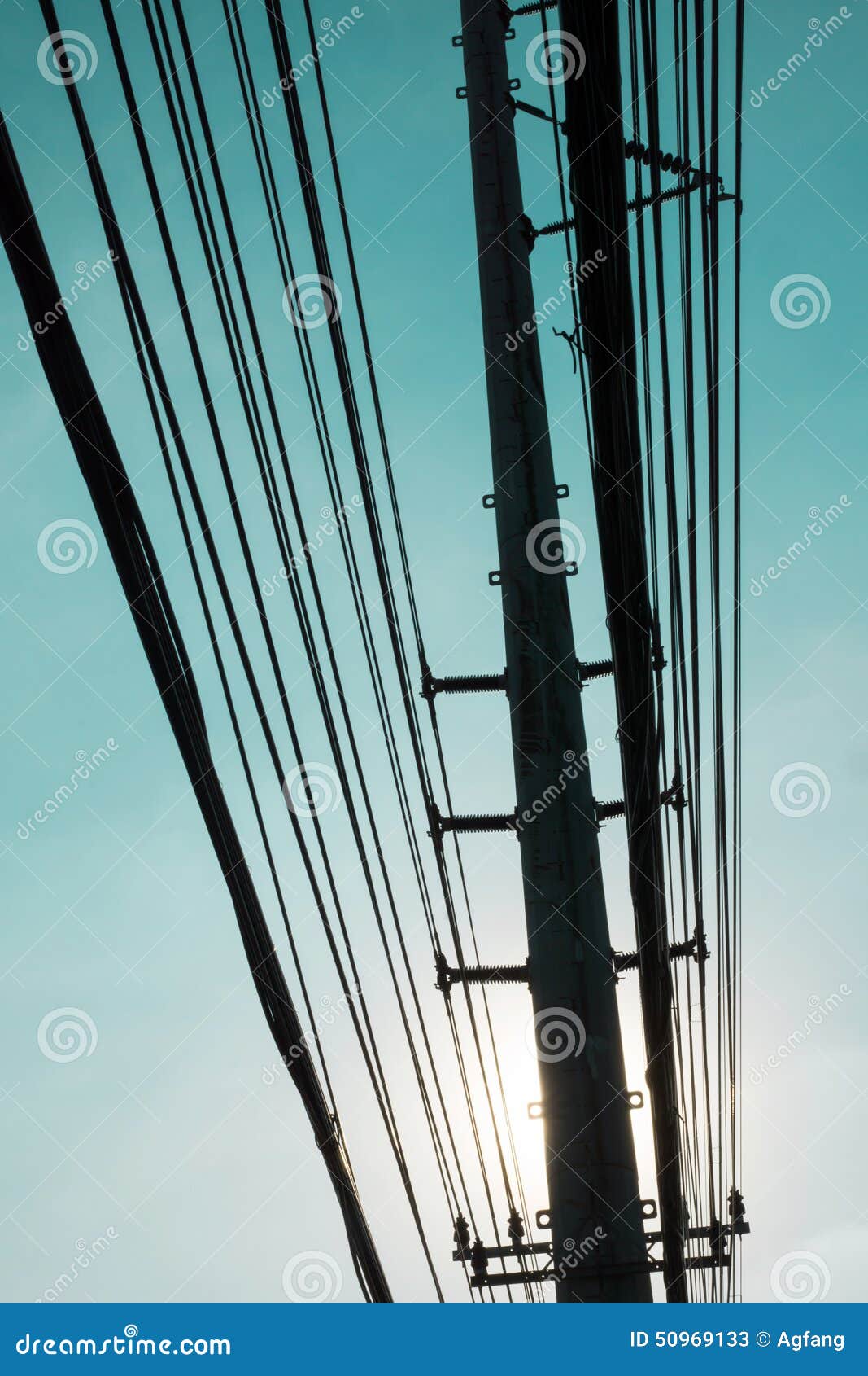 Silhouettes of Electric Pole Stock Image - Image of industrial ...