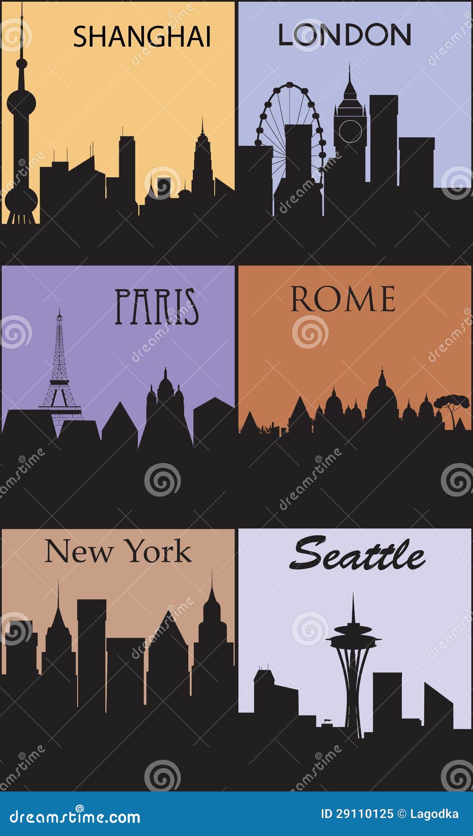 Silhouettes Of Famous Cities. Cartoon Vector | CartoonDealer.com #29110125