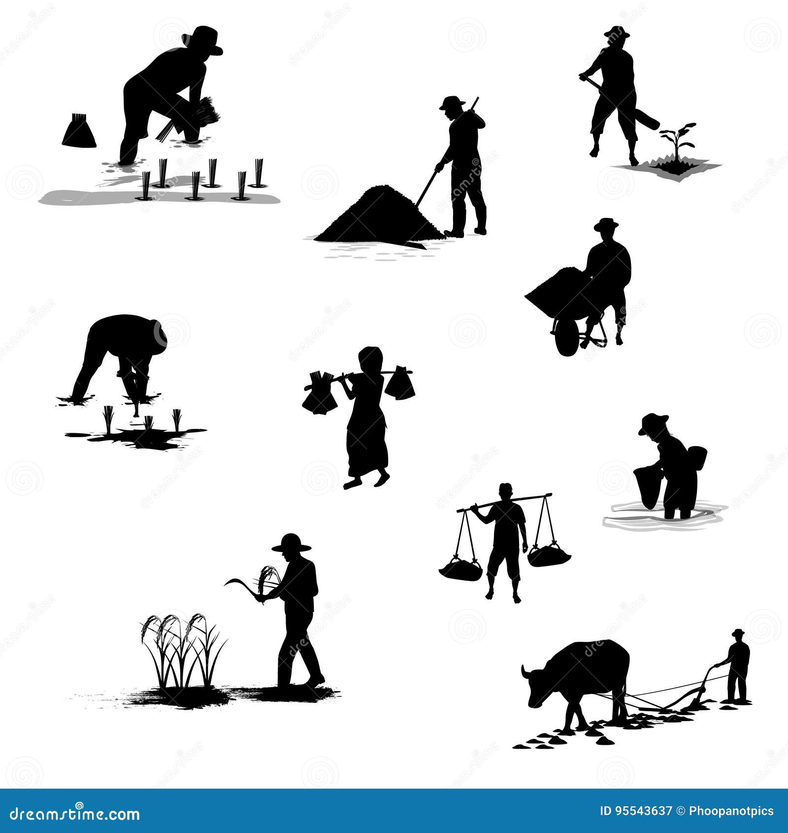 Farmer Silhouettes, Agriculture Farmer Silhouette, Agriculture Farmer ...