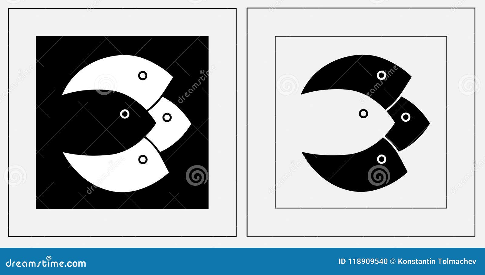 Silhouettes of Fish in a Square Fish Minimalist Logo Stock Vector ...