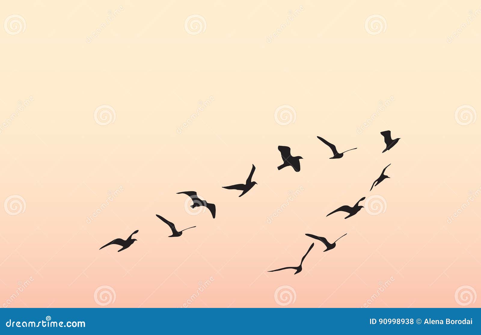 Silhouettes Of Flying Pigeons On A Grunge Background Vector ...