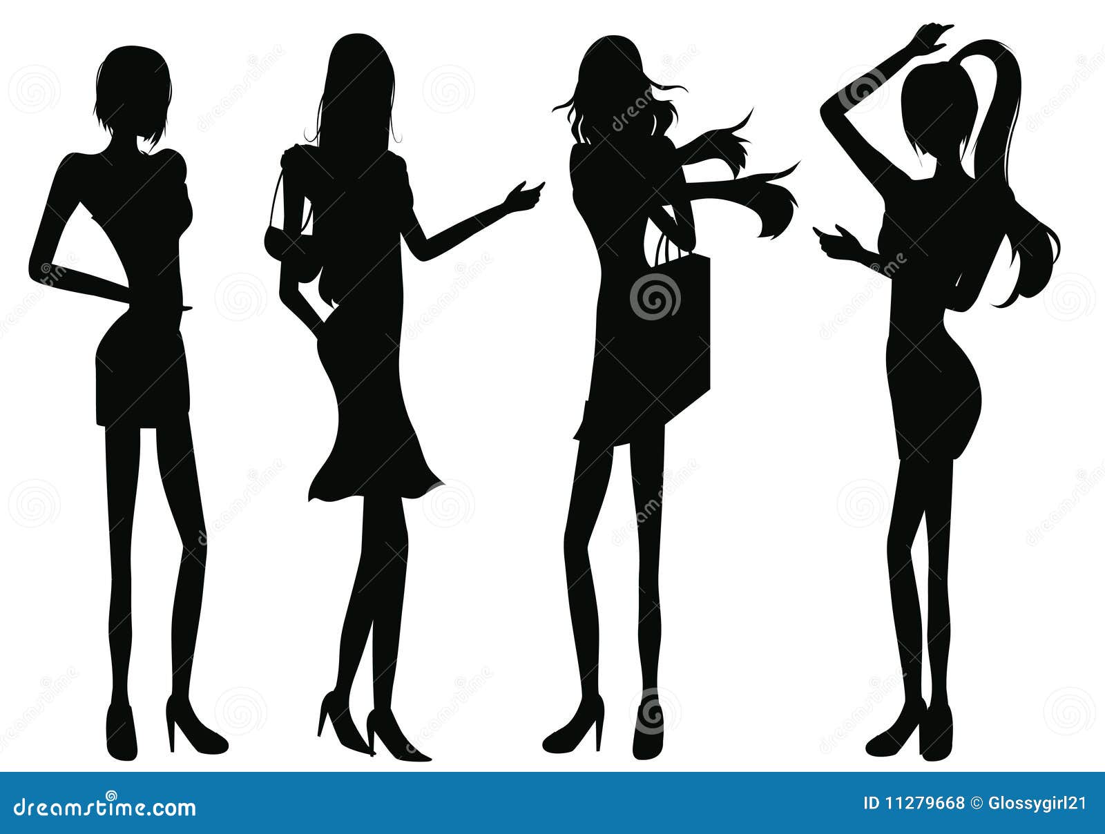 Silhouettes girls stock vector. Illustration of graphic - 11279668