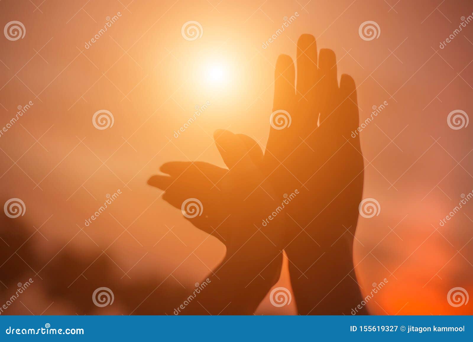 Hands Forming a Shape with Sunset Silhouette Stock Image - Image of ...