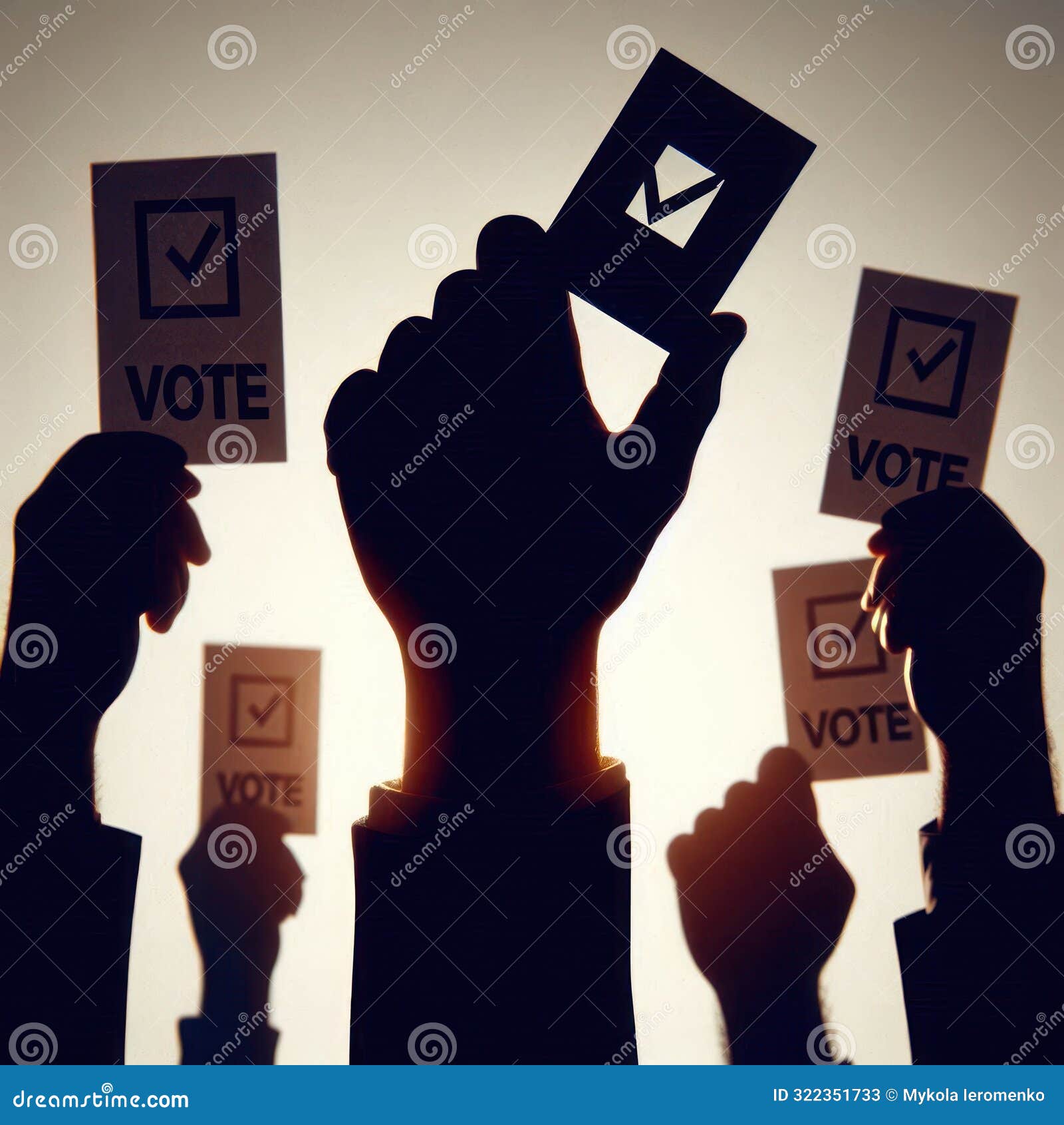 Silhouettes of the Hands that Voted. Stock Illustration - Illustration ...
