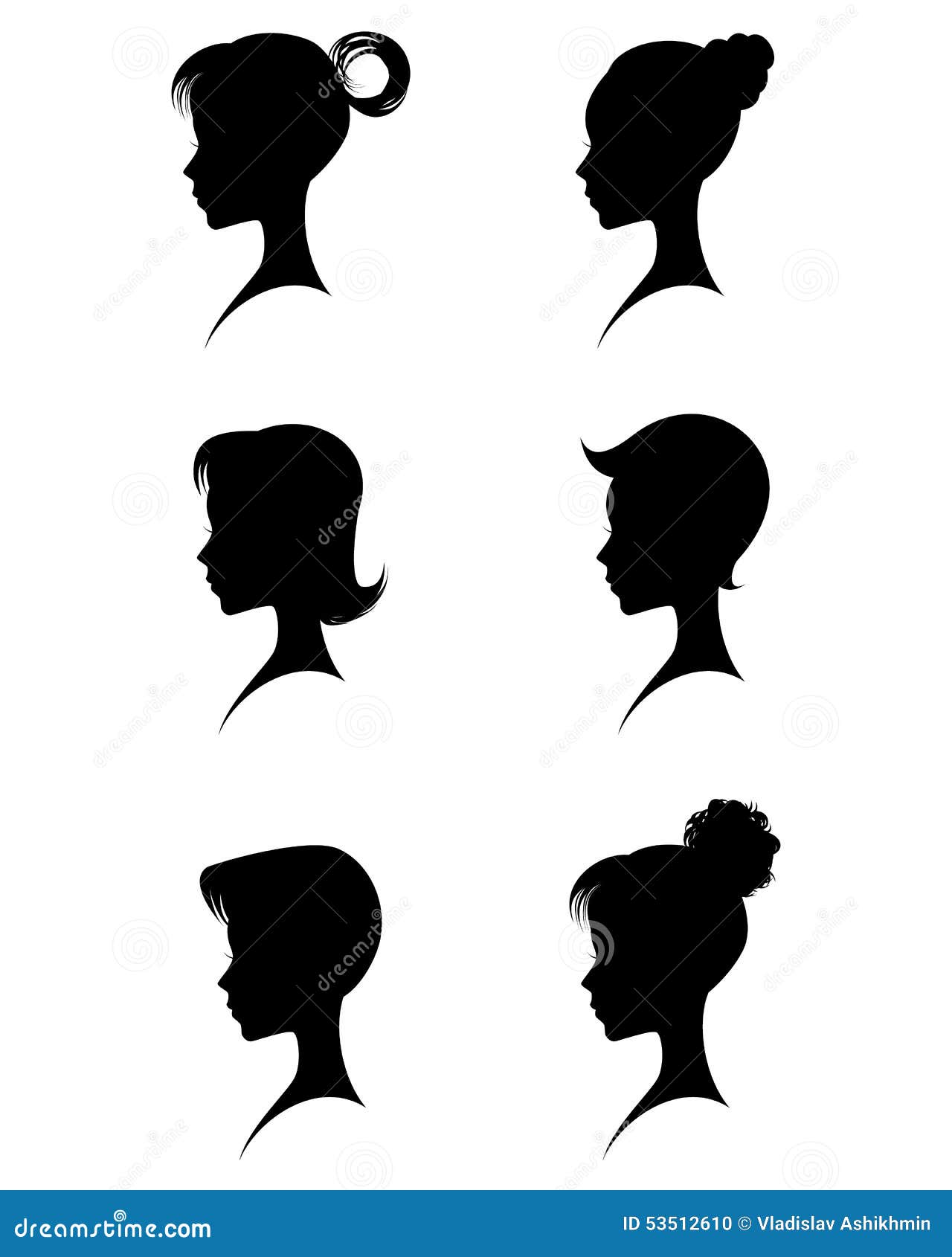 Silhouettes head girls stock vector. Illustration of person - 53512610