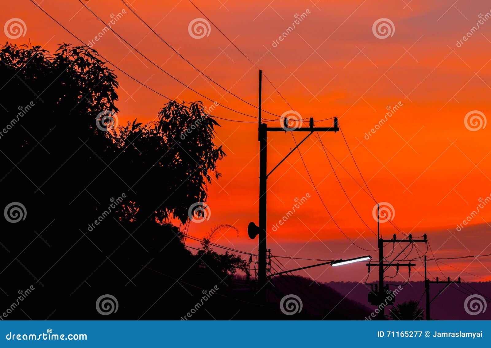 Silhouettes of High Voltage Power Lines Stock Image - Image of energy ...