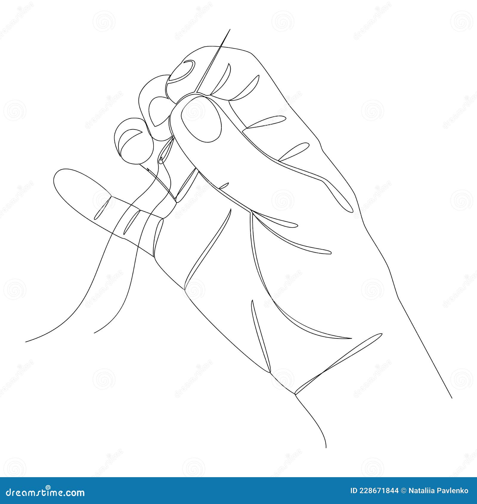 Silhouettes of a Human Hand that Sews with a Needle and Thread in a ...