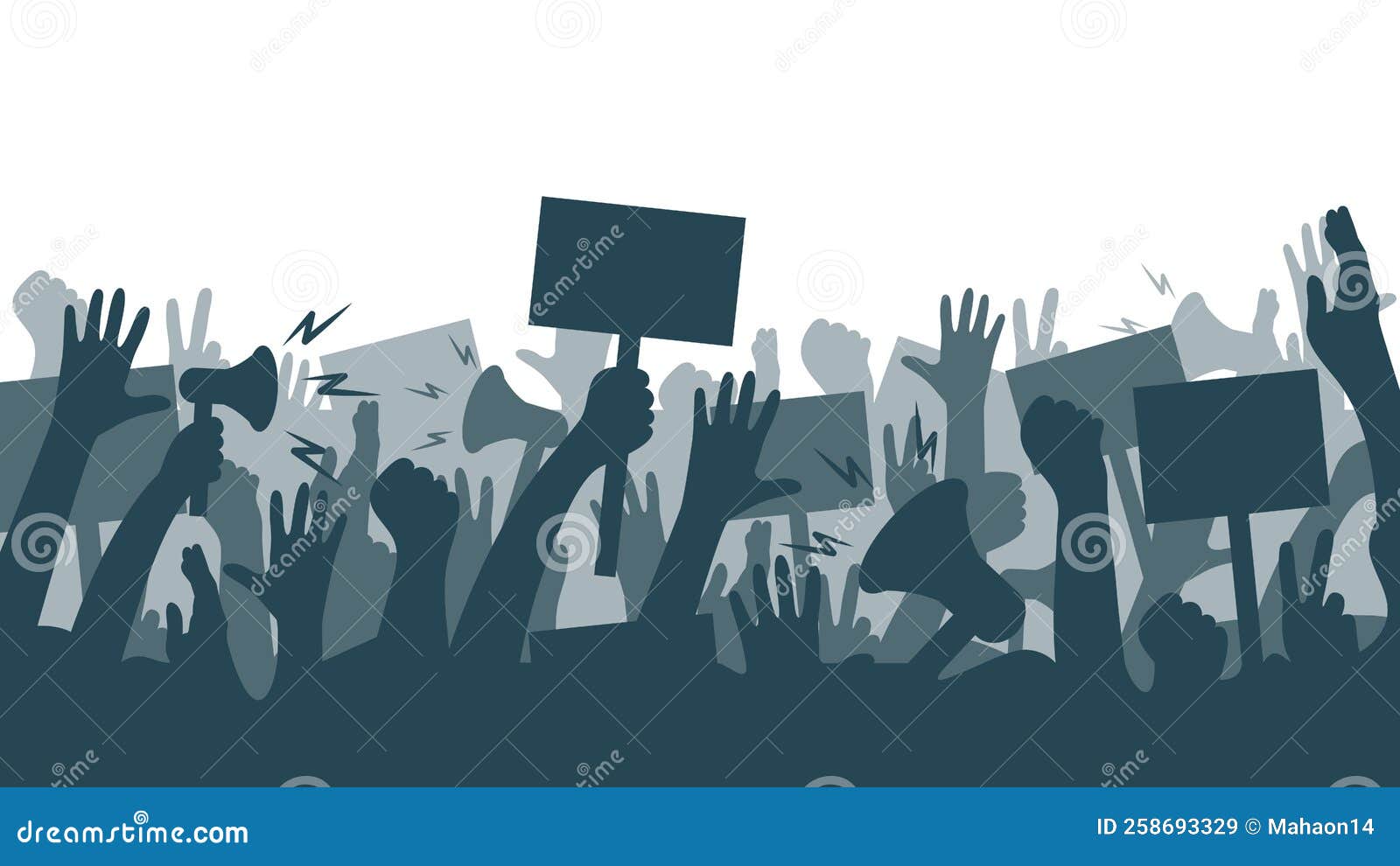 Silhouettes of Human Hands in the Crowd Stock Vector - Illustration of ...