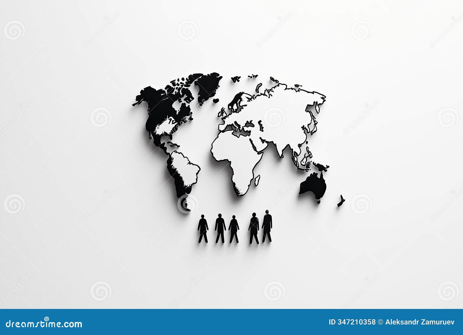 Silhouettes of Humans Stand Beneath a Minimalist Globe, Symbolizing ...