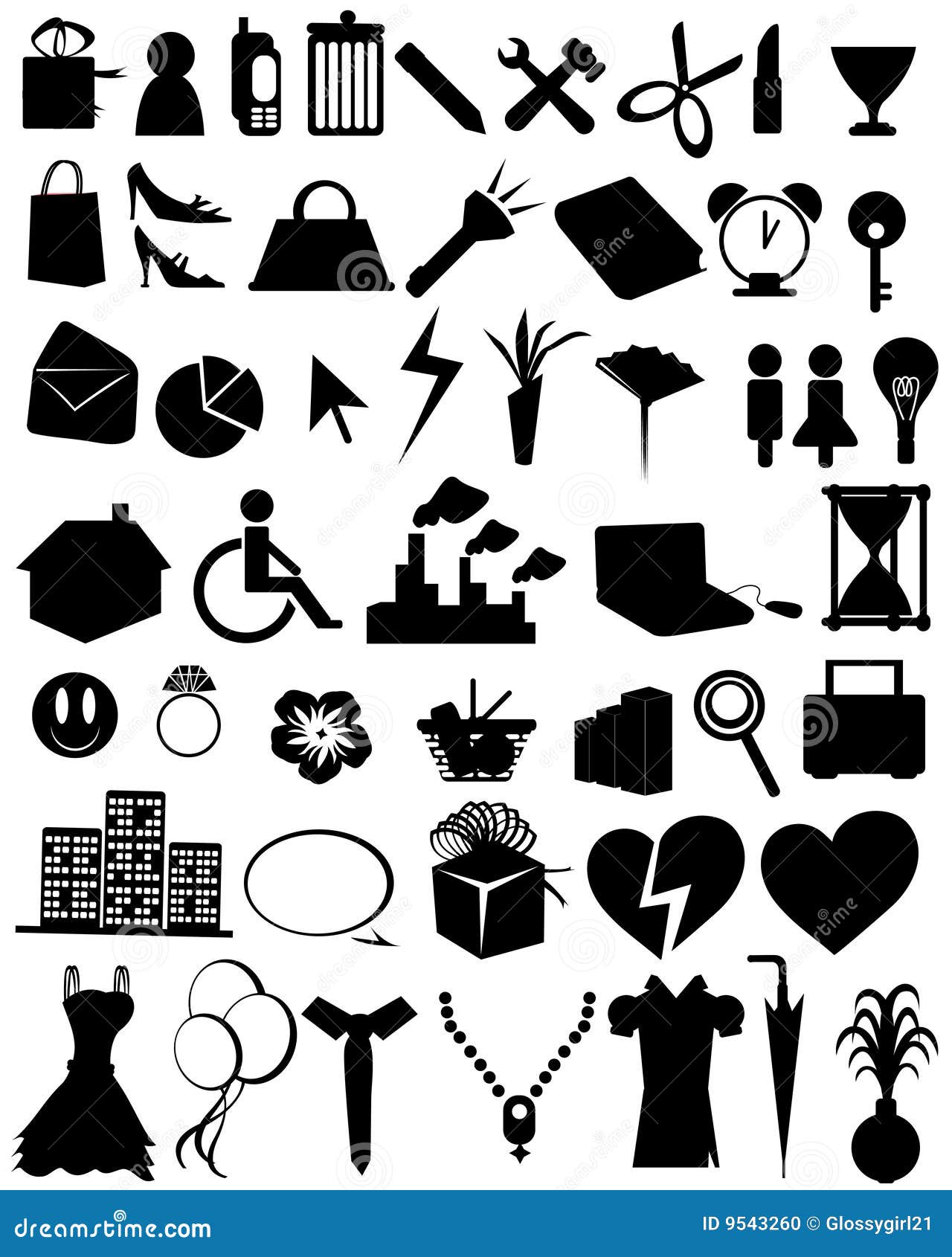 Silhouettes items stock vector. Illustration of electronic - 9543260