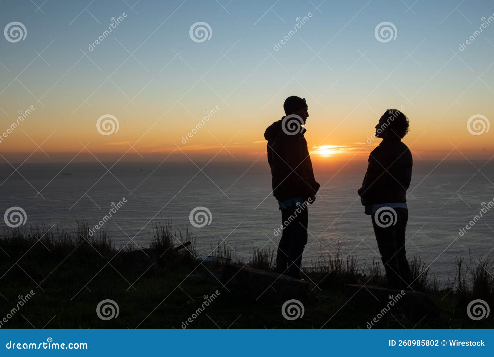 Silhouettes of Lovers at Sunset Sky Background Editorial Photography ...