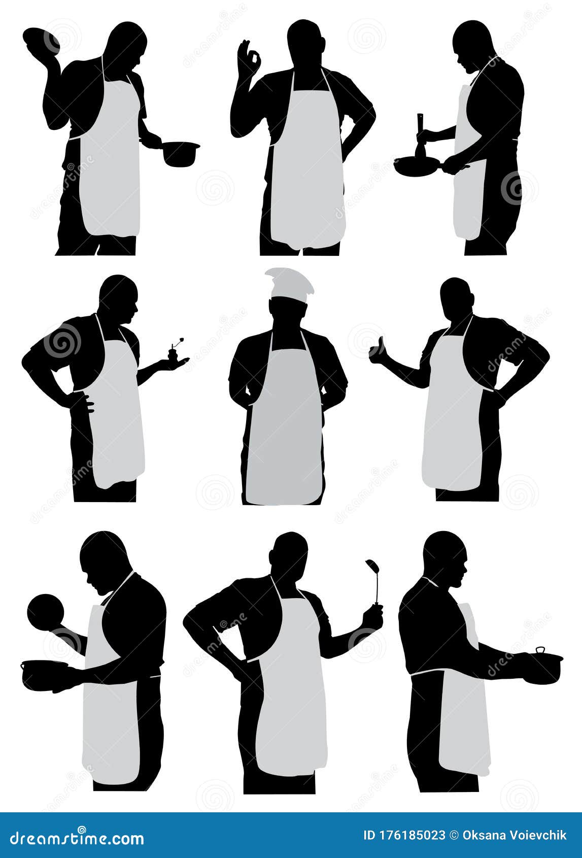 Silhouettes of a Male Cook Vector Stock Vector - Illustration of design ...