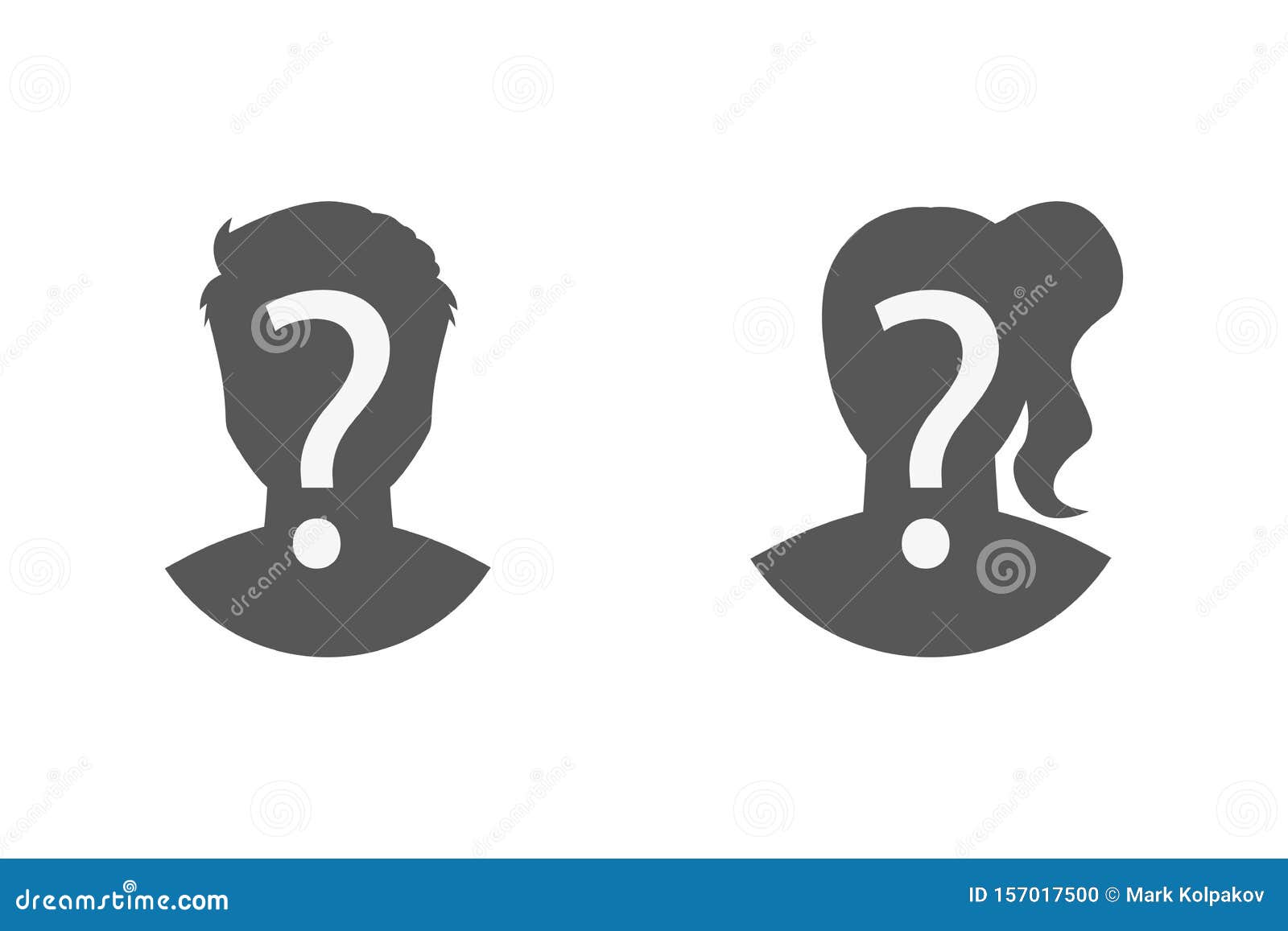 Silhouettes Of Man And Woman Question Mark Vector Illustration ...