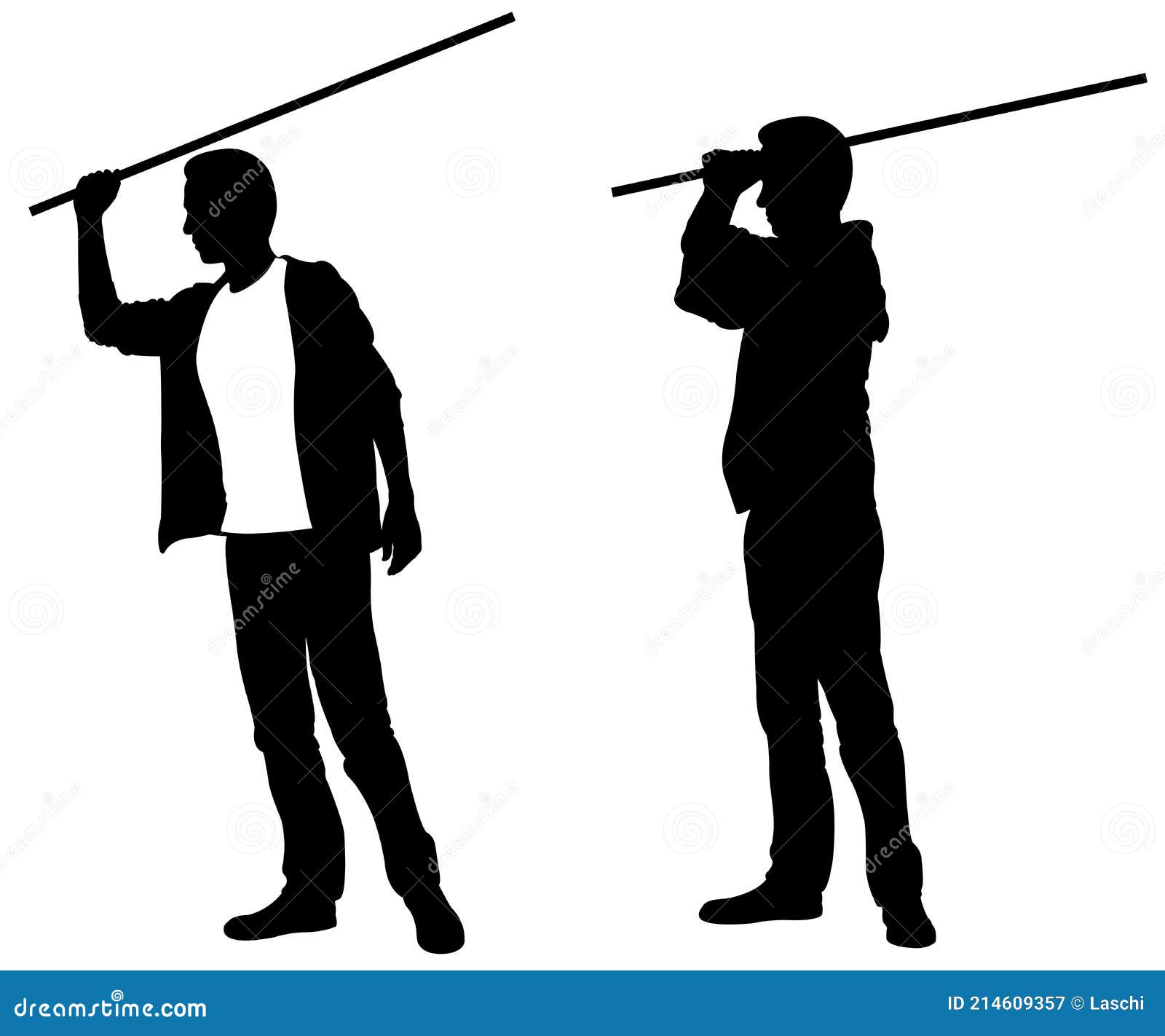 Silhouettes of Men Hitting with Stick Stock Vector - Illustration of ...