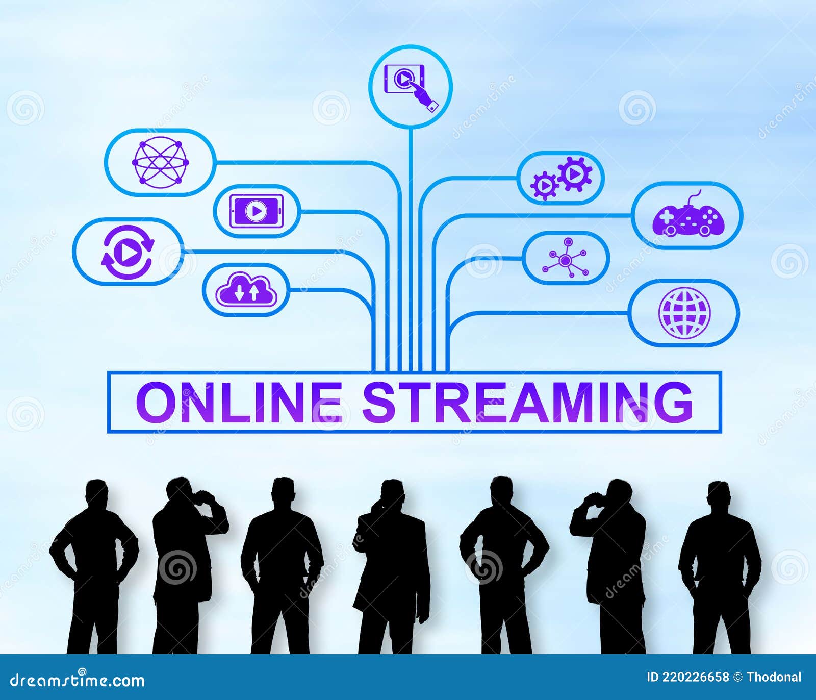 Online Streaming Concept on a Wall Stock Photo - Image of technology ...