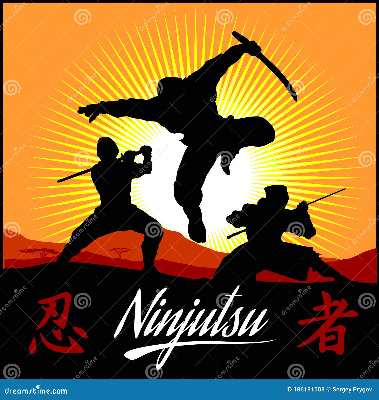 Ninja Warriors - Vector Set, Vector Silhouettes Isolated On White ...