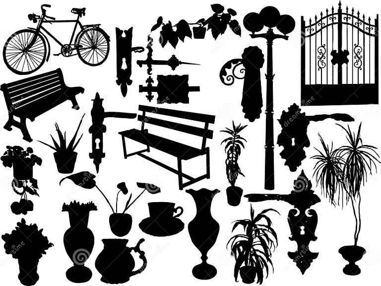 Silhouettes of objects stock vector. Illustration of interior - 4782151